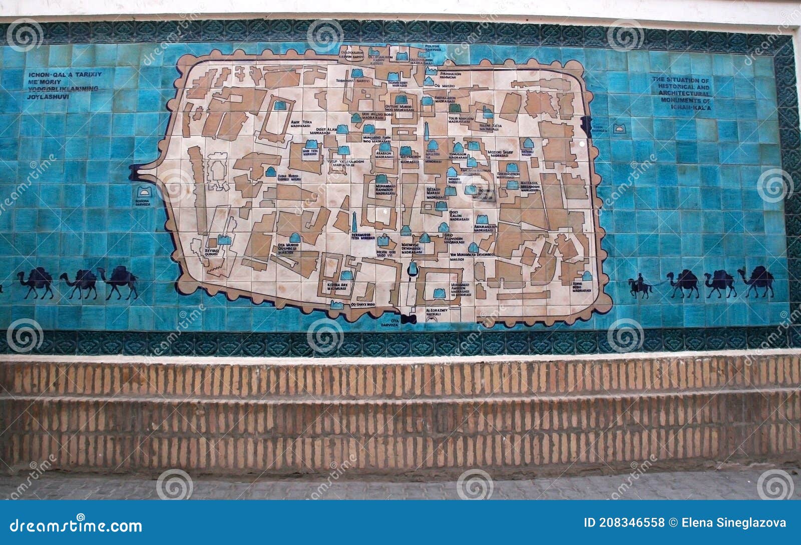 The Map of Khiva Old Town on the Wal Editorial Stock Photo - Image of ...