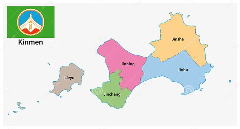 Map of Kinmen County Townships Subdivision, Taiwan Stock Vector ...