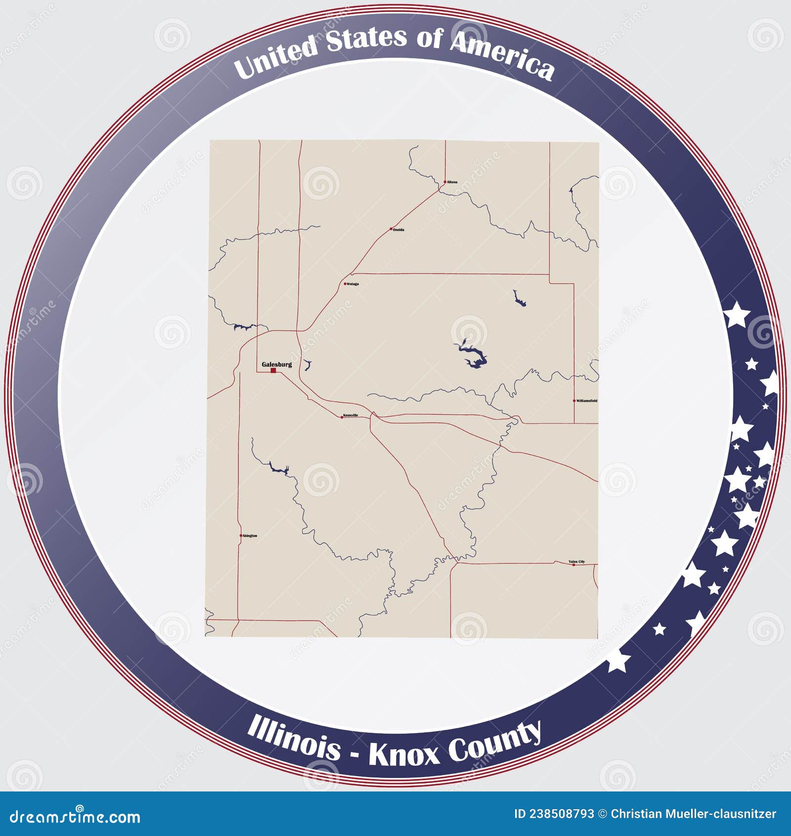 Map Of Knox County In Ohio State On White Background. Single County Map ...