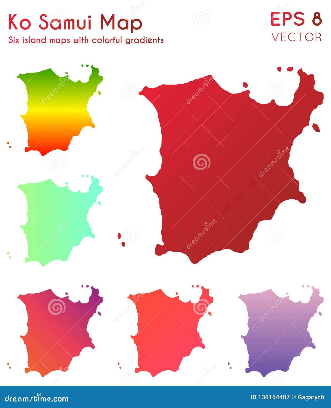 Map of Ko Samui with Beautiful Gradients. Stock Vector - Illustration ...