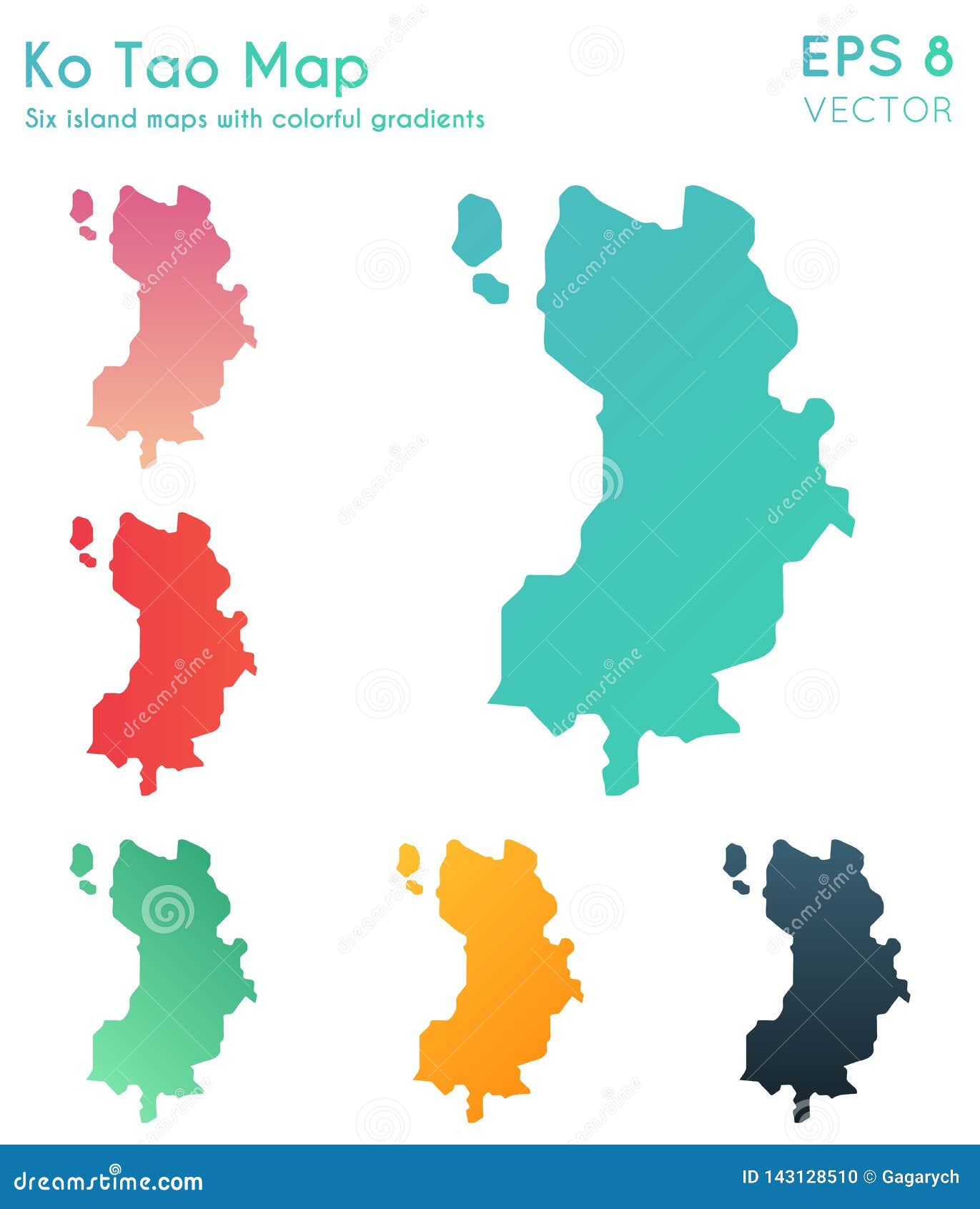 Map of Ko Tao with Beautiful Gradients. Stock Vector - Illustration of ...