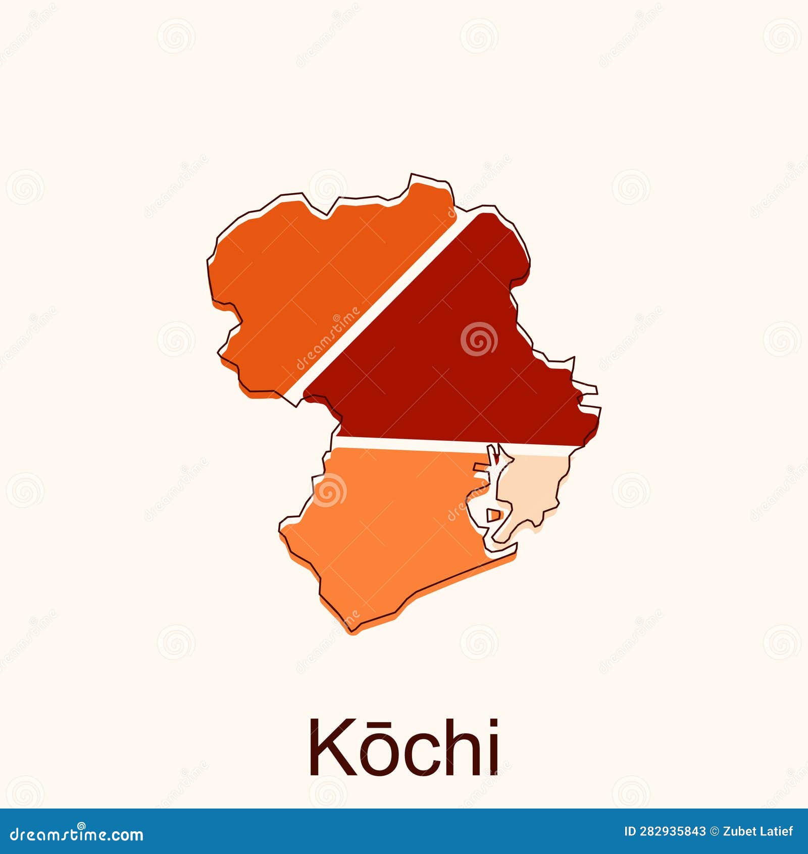 Map of Kochi Vector Design Template, National Borders and Important ...