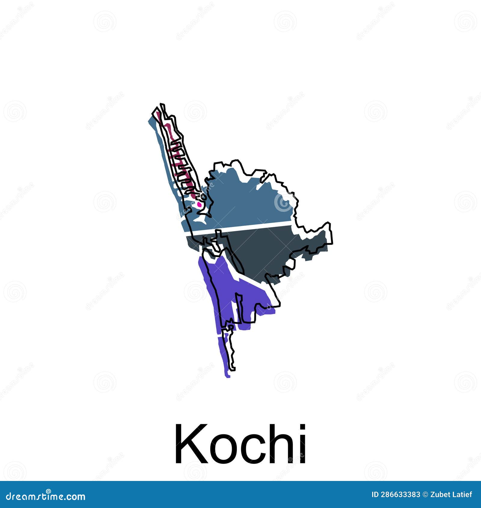 Outline Kochi India City Skyline With Blue Buildings And Copy Sp ...