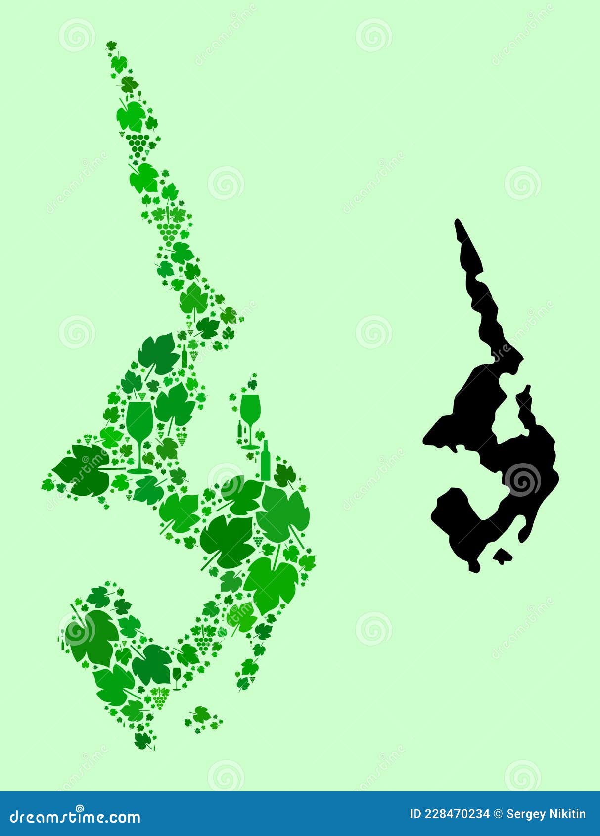 Map of Koh Phi Leh - Collage of Wine and Grapes Leaves Stock Vector ...