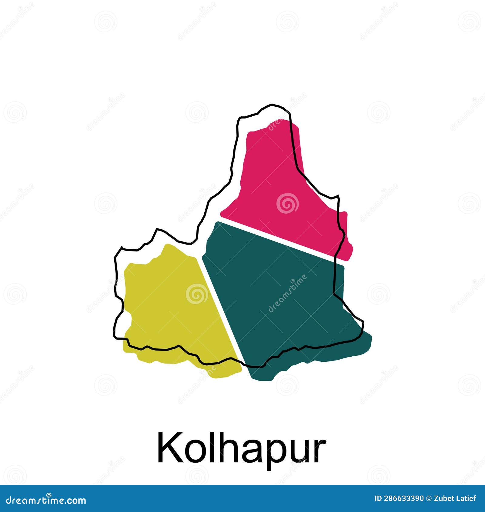 Map of Kolhapur Vector Template with Outline, Graphic Sketch Style ...