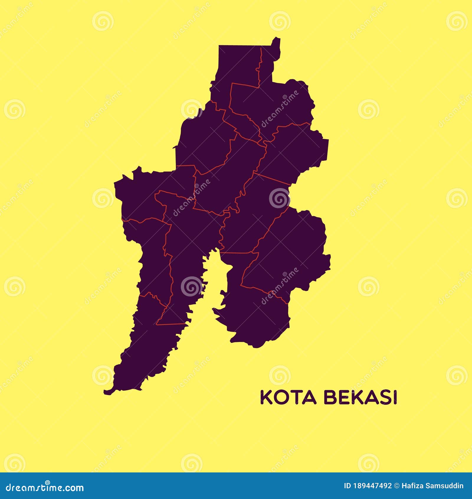 Map of Kota Bekasi. Vector Illustration Decorative Design Stock Vector ...