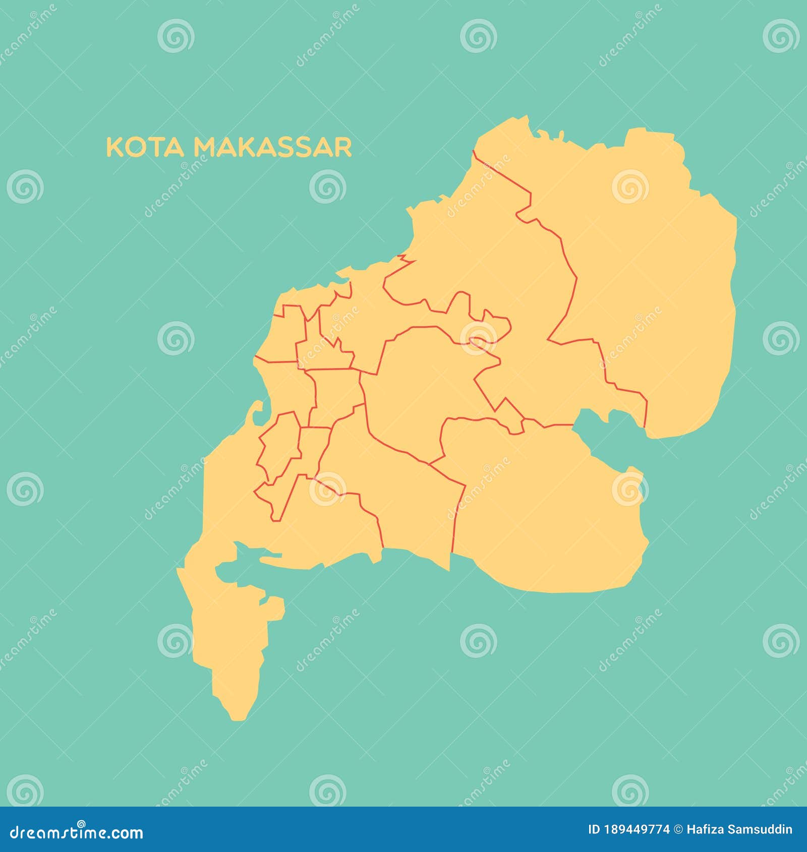 Map Of Kota Makassar. Vector Illustration Decorative Design ...