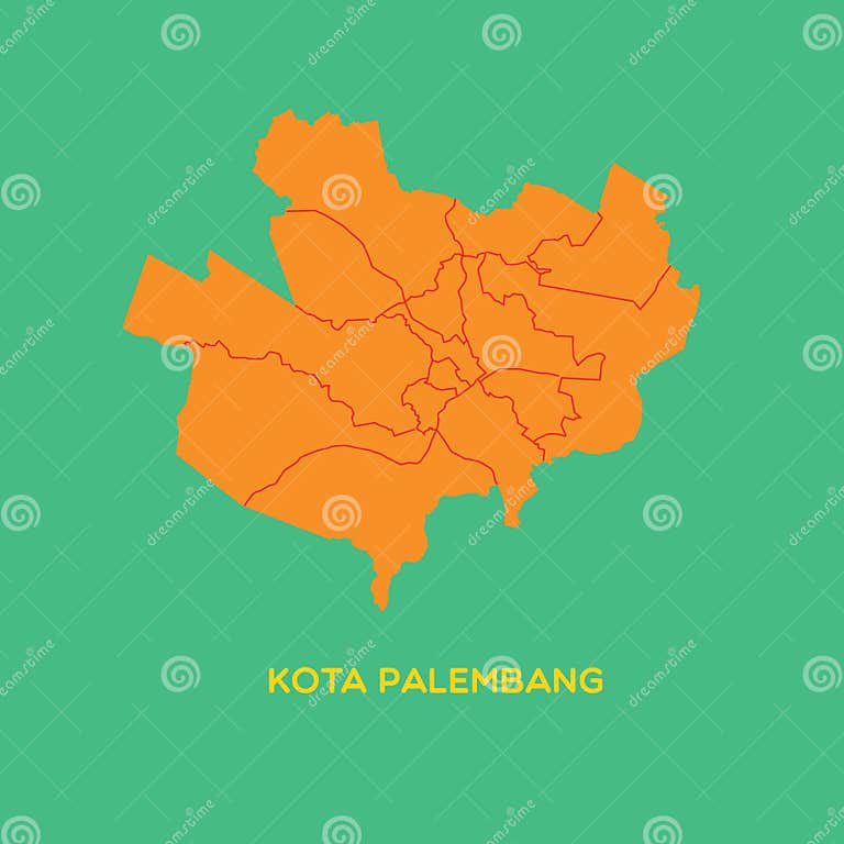 Map of Kota Palembang. Vector Illustration Decorative Design Stock ...