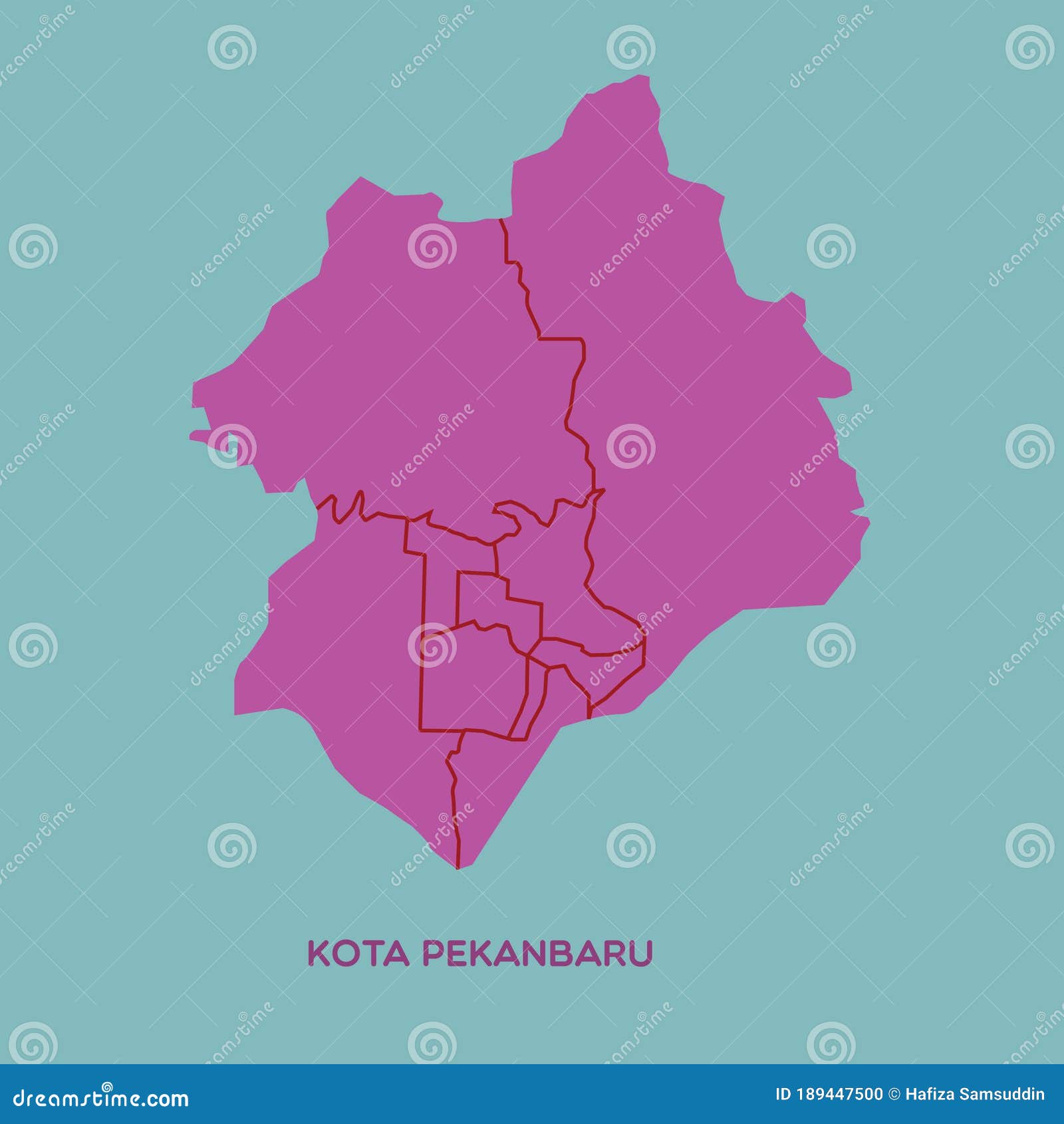 Map of Kota Pekanbaru. Vector Illustration Decorative Design Stock ...