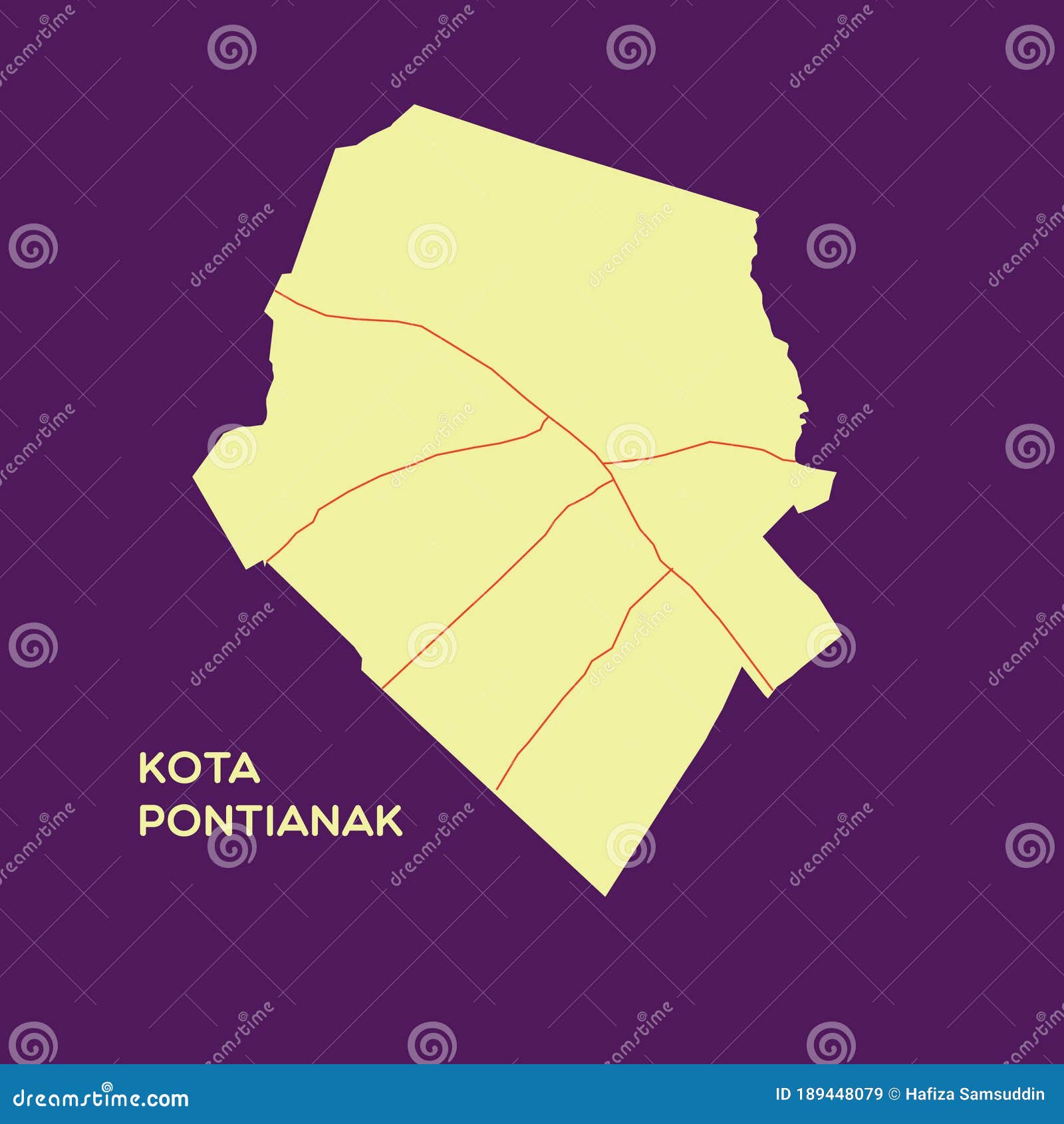 Map of Kota Pontianak. Vector Illustration Decorative Design Stock ...