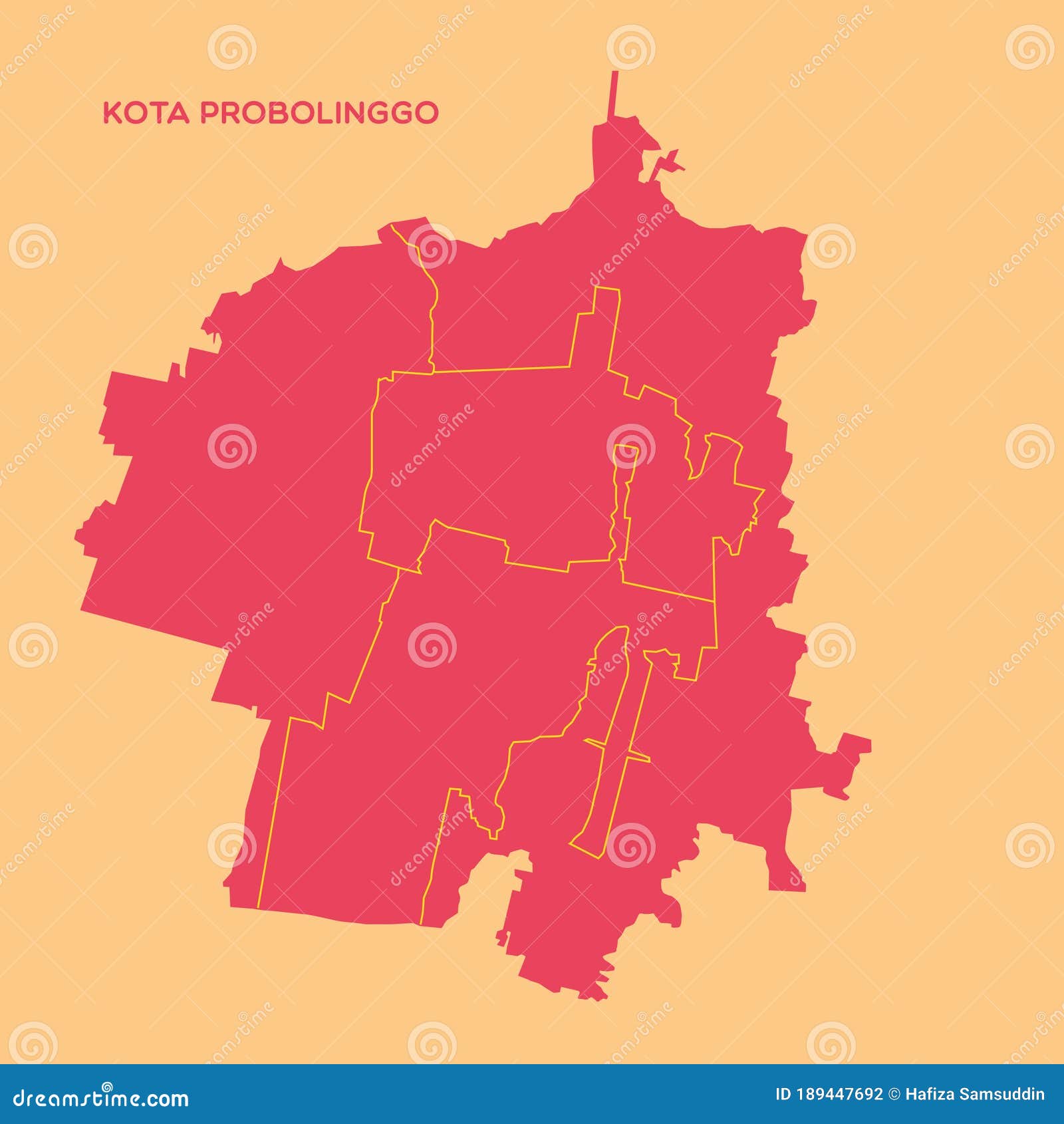 Map of Kota Probolinggo. Vector Illustration Decorative Design Stock ...
