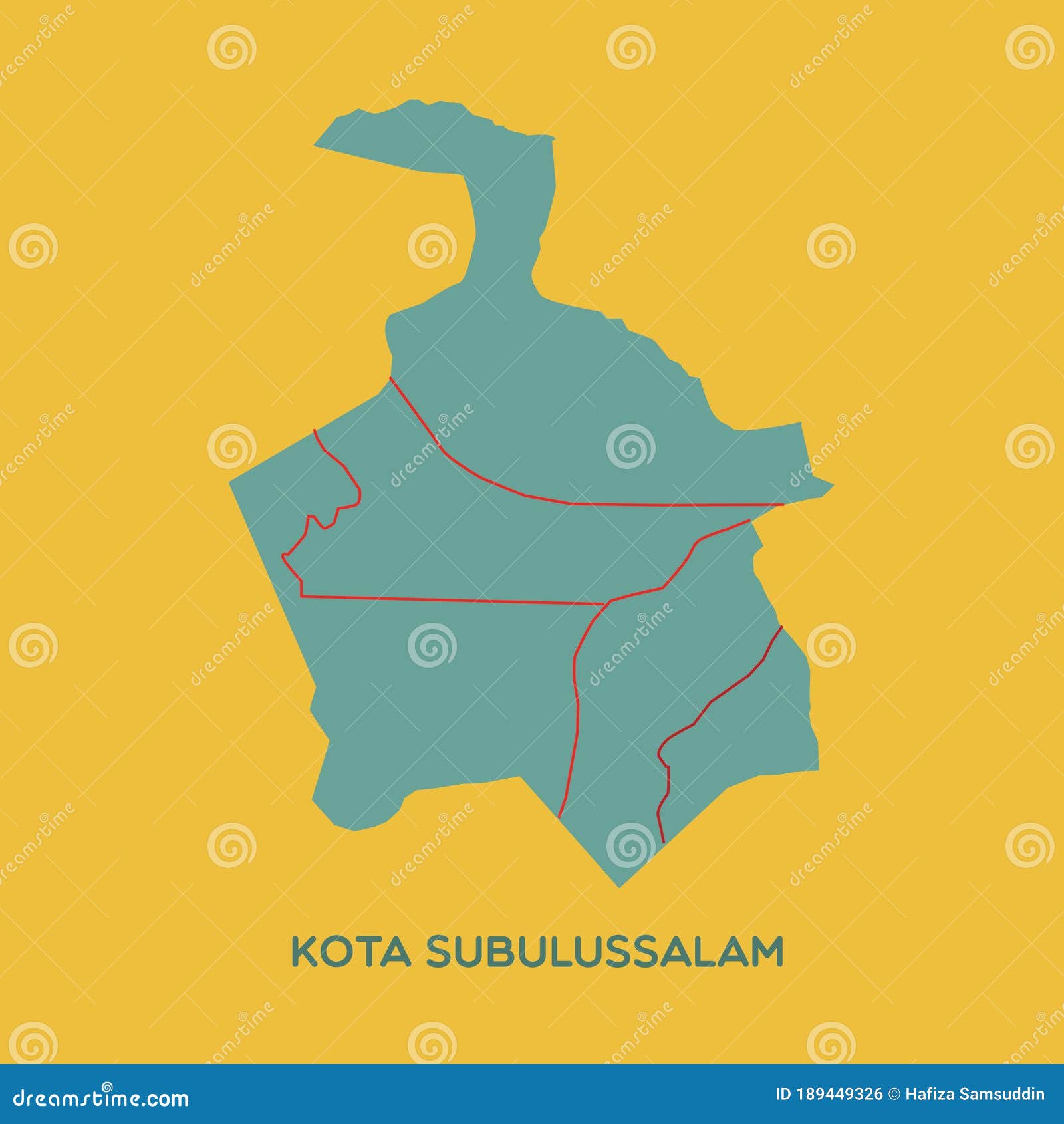 Map of Kota Subulussalam. Vector Illustration Decorative Design Stock ...