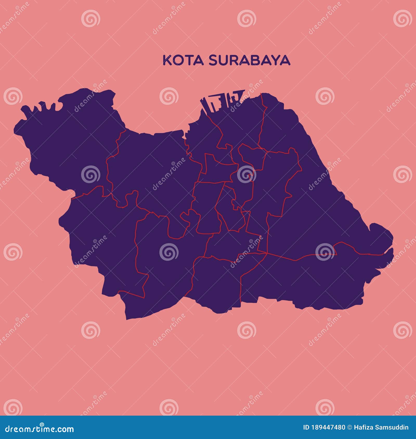 Map Of Kota Surabaya. Vector Illustration Decorative Design ...
