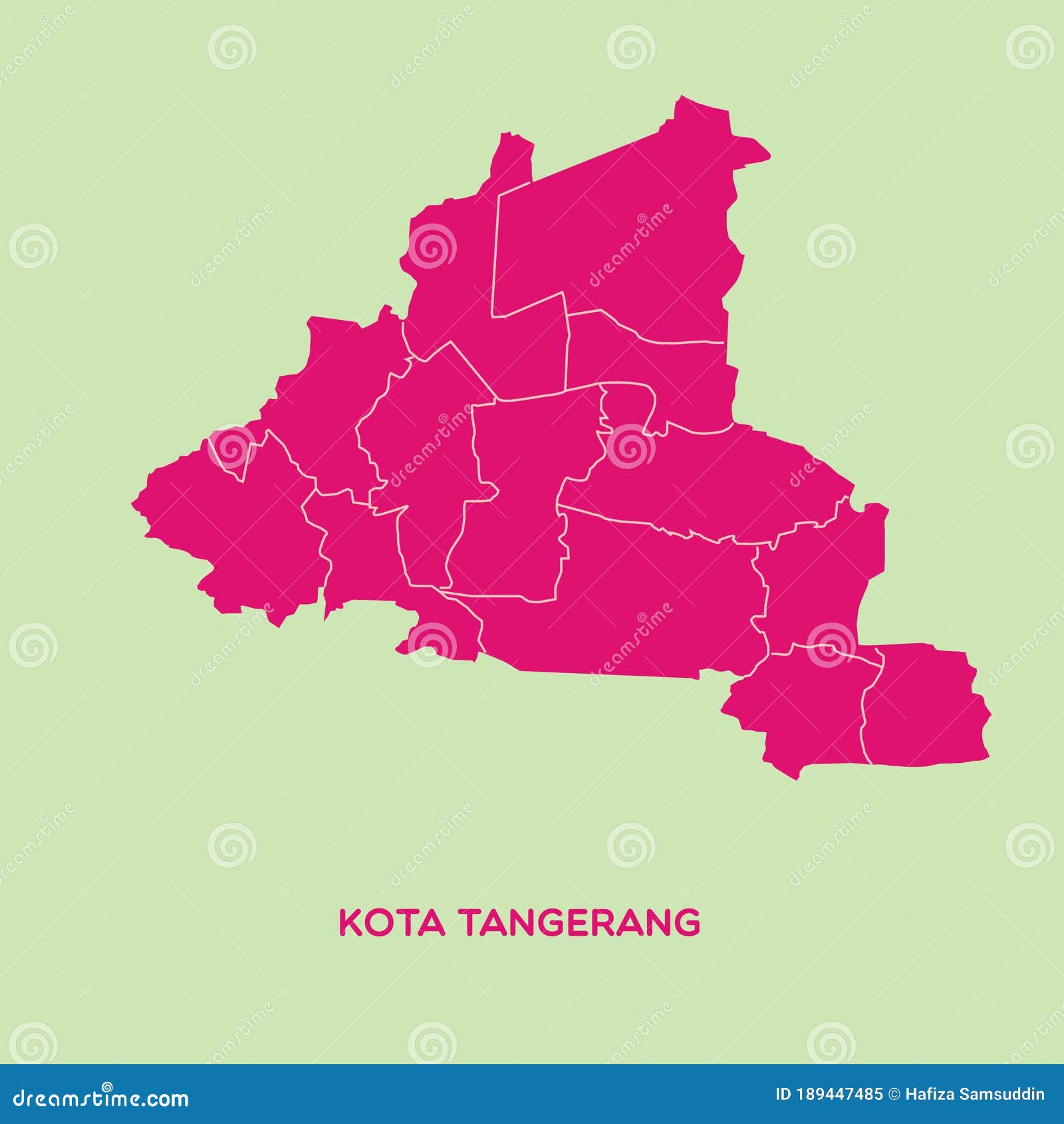 Vector Map Of Tangerang, Indonesia. Urban City Road Map Art Poster ...