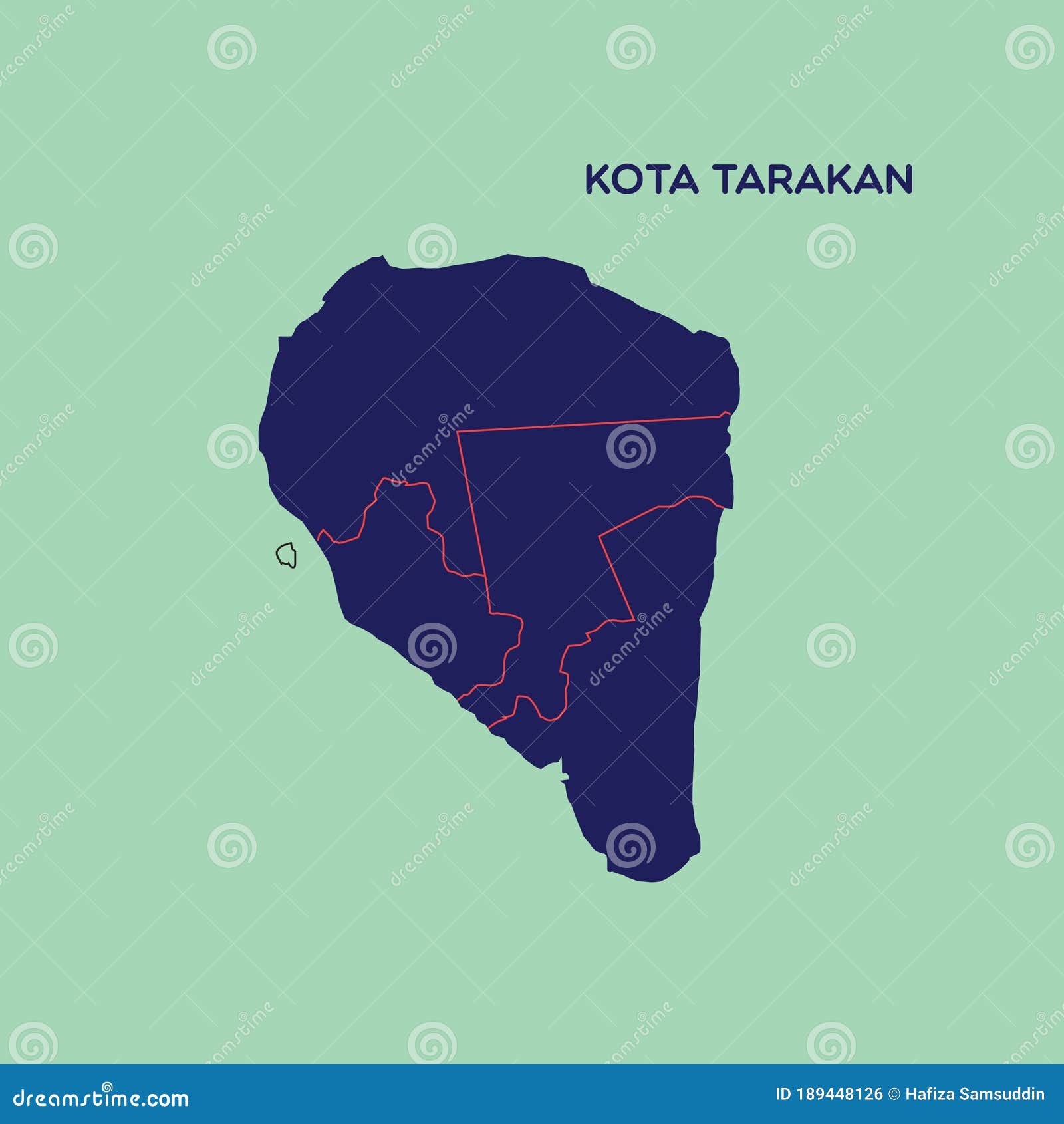 Map of Kota Tarakan. Vector Illustration Decorative Design Stock Vector ...