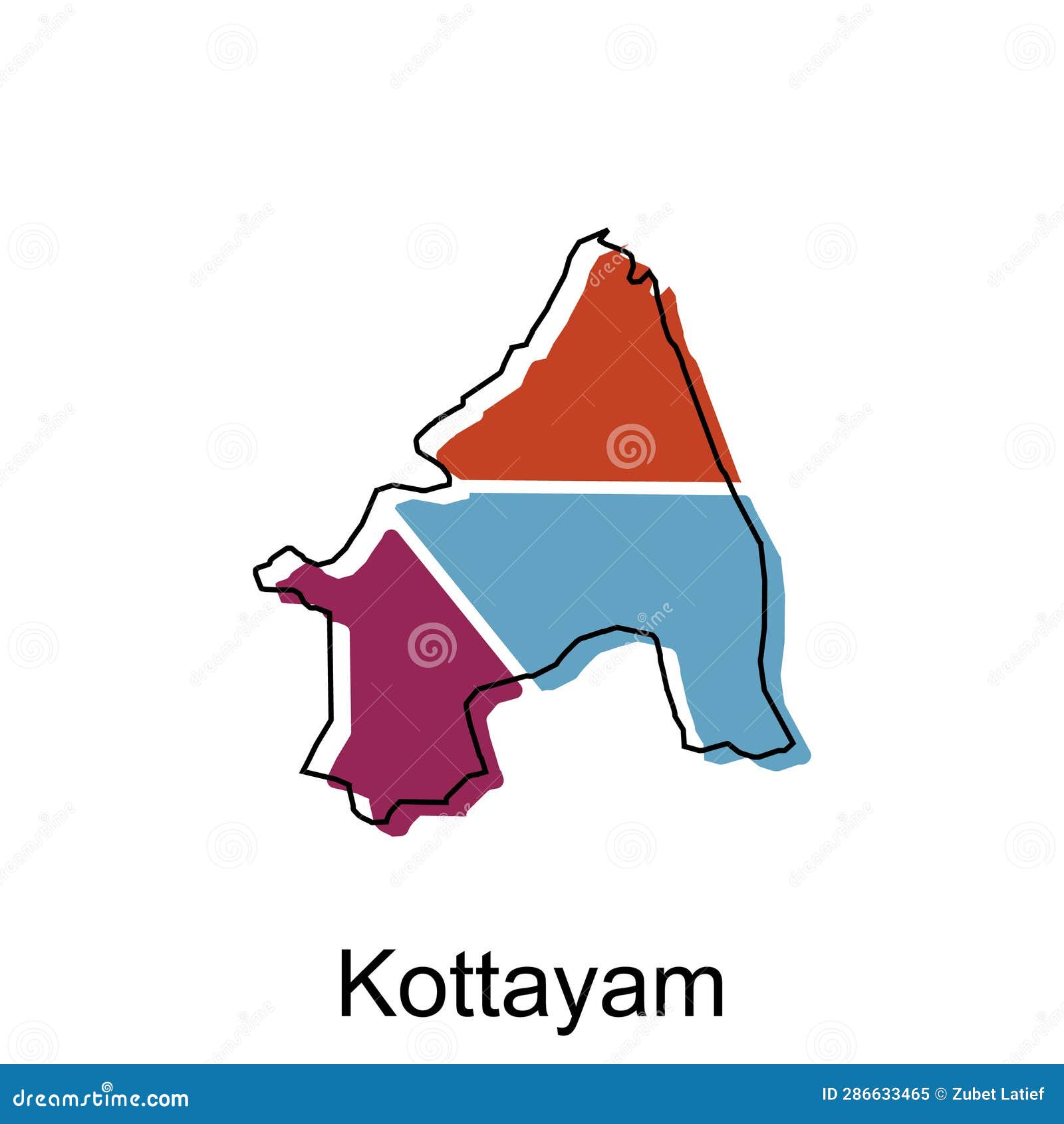 Map of Kottayam Vector Template with Outline, Graphic Sketch Style ...