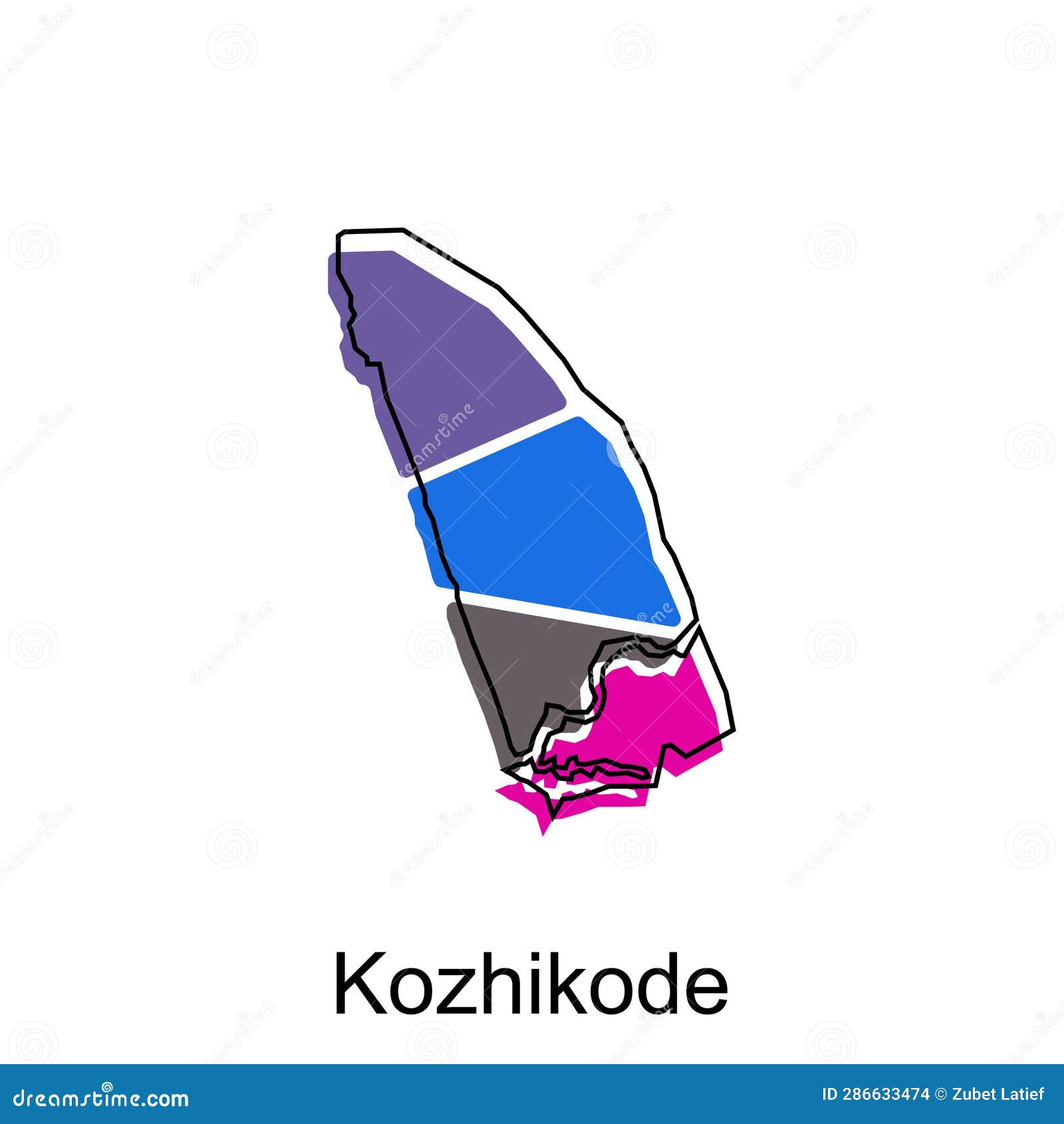 Map of Kozhikode City Modern Simple Geometric, Illustration Vector ...