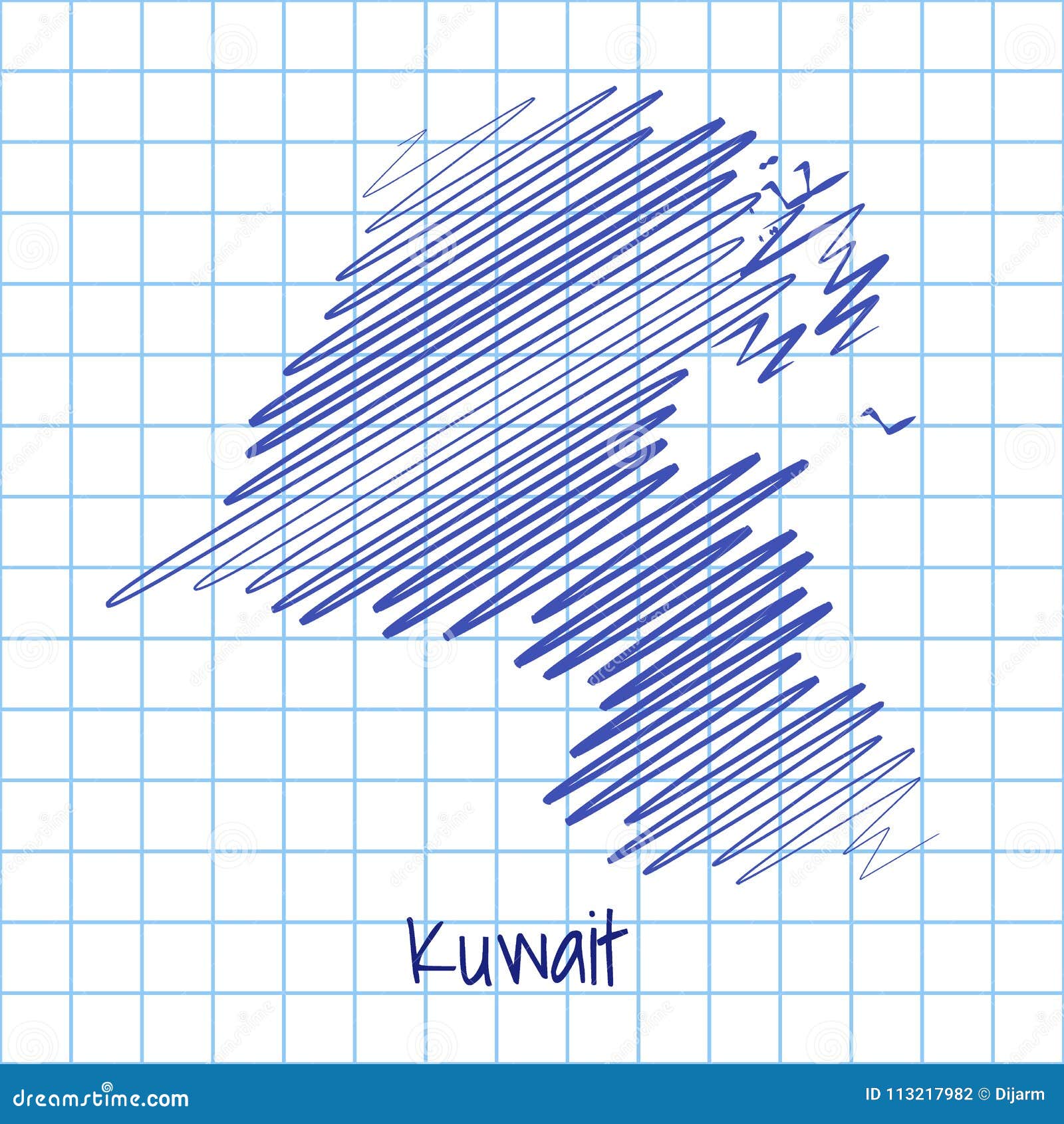 Map of Kuwait, Blue Sketch Abstract Background Stock Illustration ...