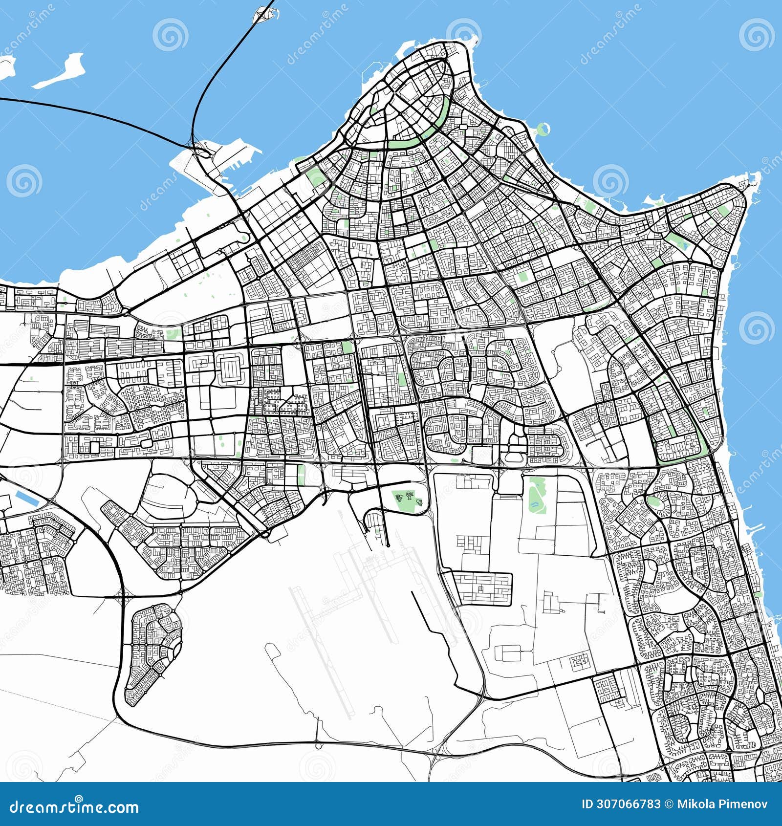 Map of Kuwait City. stock illustration. Illustration of circle - 307066783