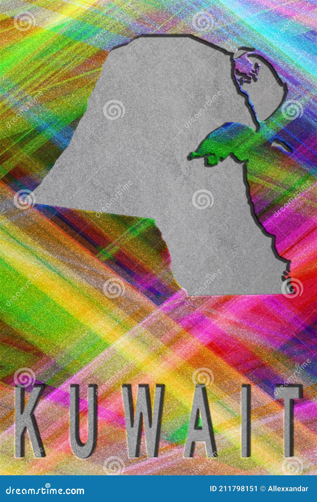 Map of Kuwait, Colorful Background Stock Illustration - Illustration of ...