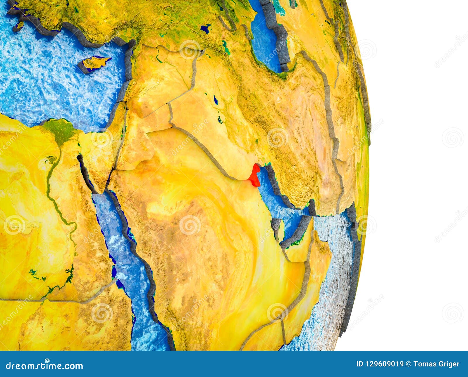 Map of Kuwait on 3D Earth stock illustration. Illustration of model ...