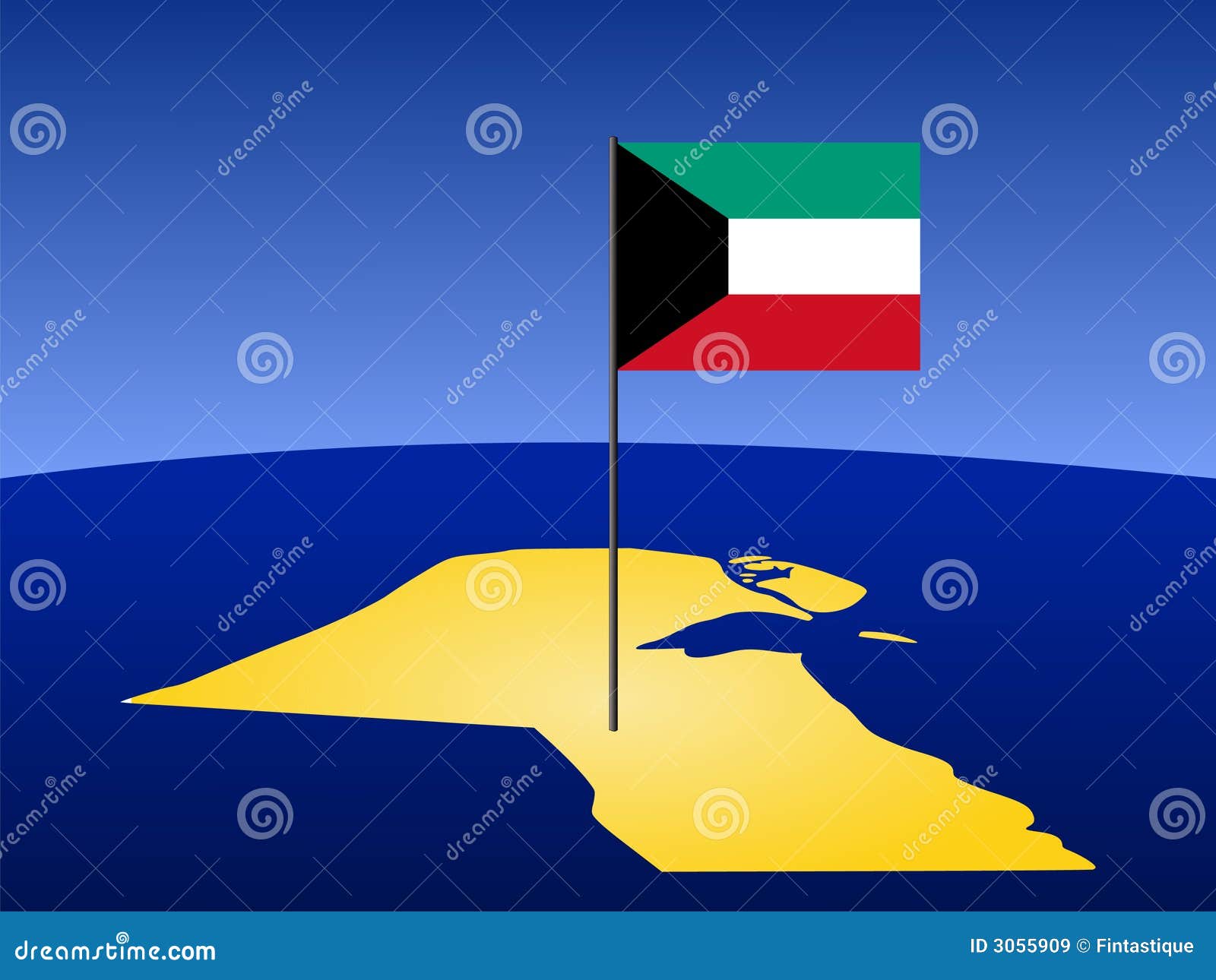 Map of Kuwait with flag stock vector. Illustration of realm - 3055909