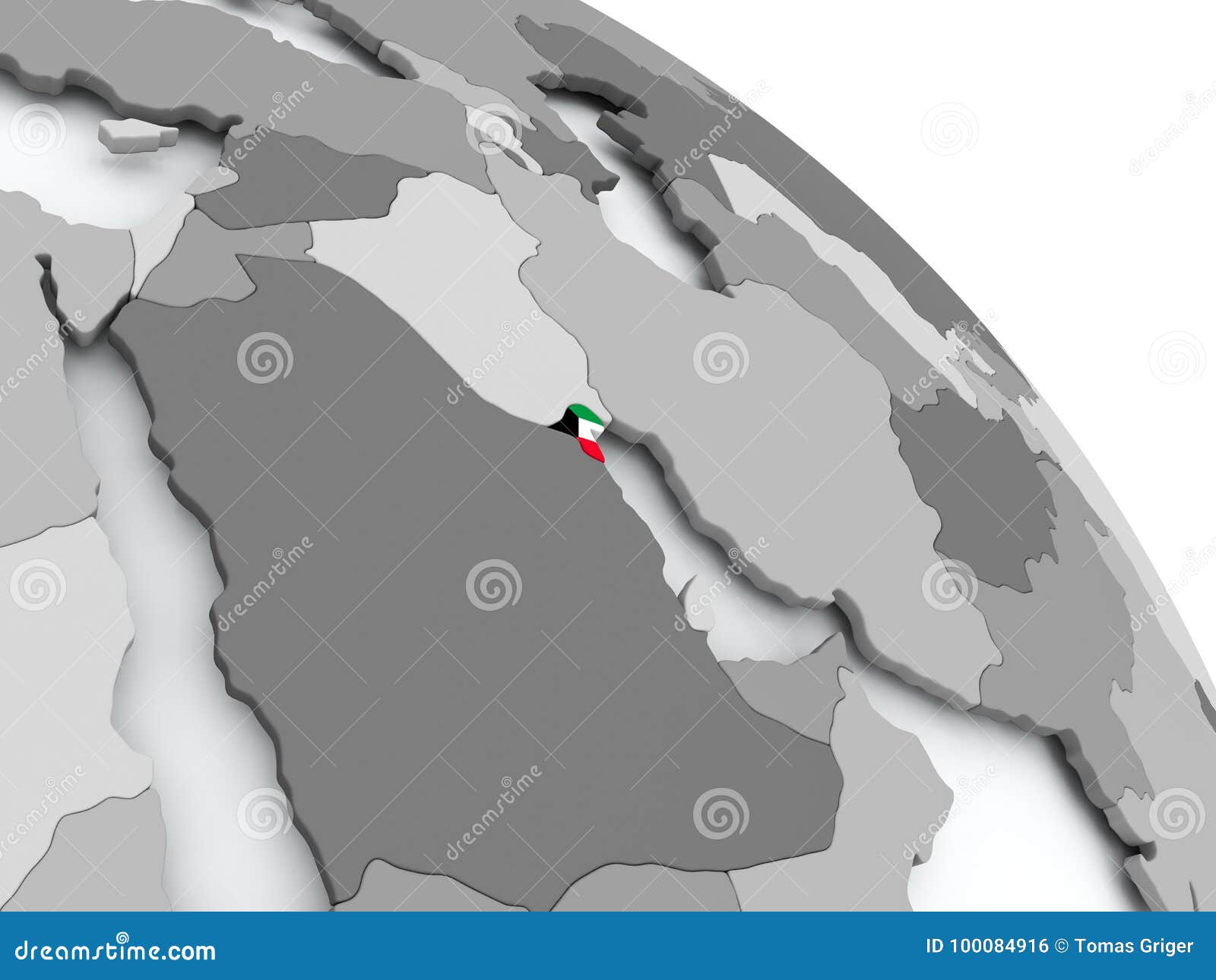 Map of Kuwait with Flag on Globe Stock Illustration - Illustration of ...