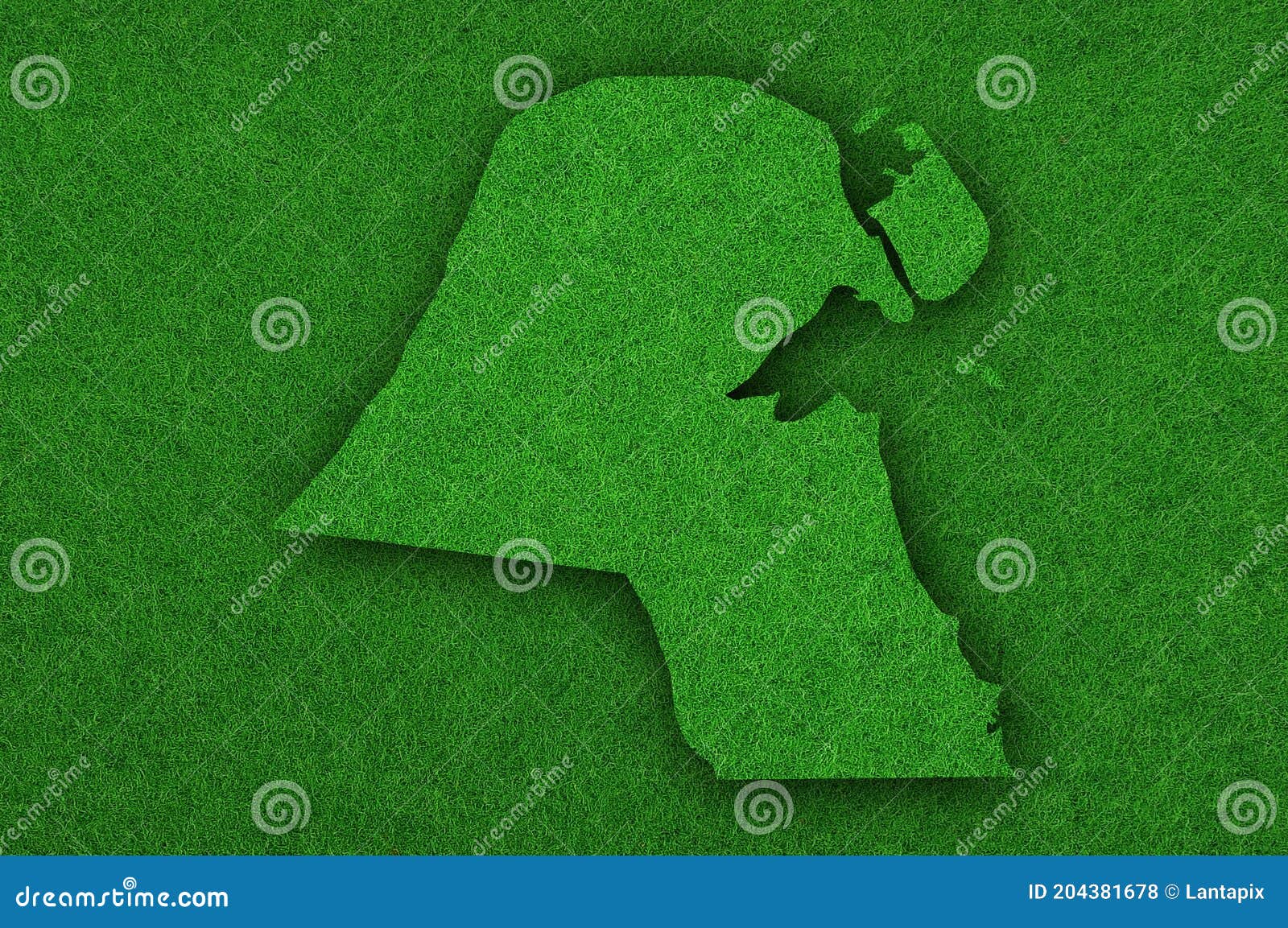 Map of Kuwait on Green Felt Stock Illustration - Illustration of lawn ...
