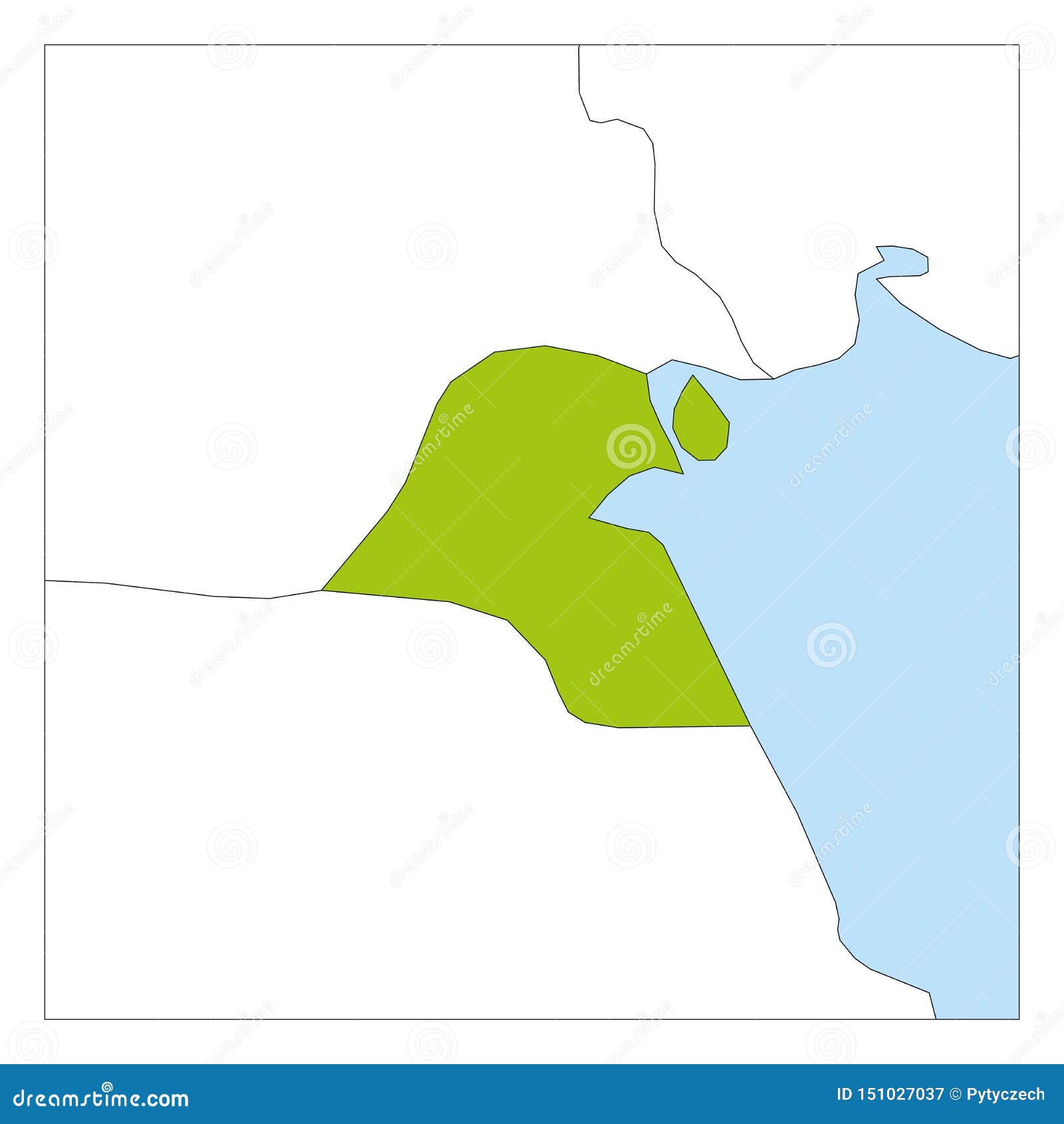 Map of Kuwait Green Highlighted with Neighbor Countries Stock Vector ...