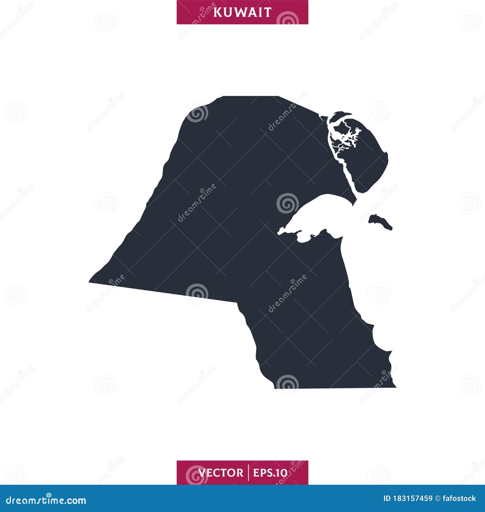 Kuwait Map. High Detailed Map Vector in White Background. Stock Vector ...