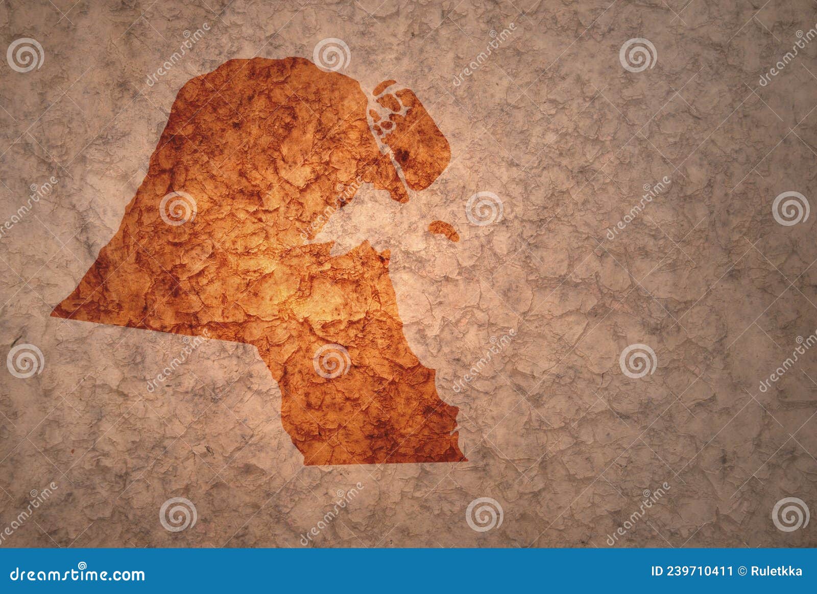 Map of Kuwait on a Old Vintage Crack Paper Background Stock Image ...