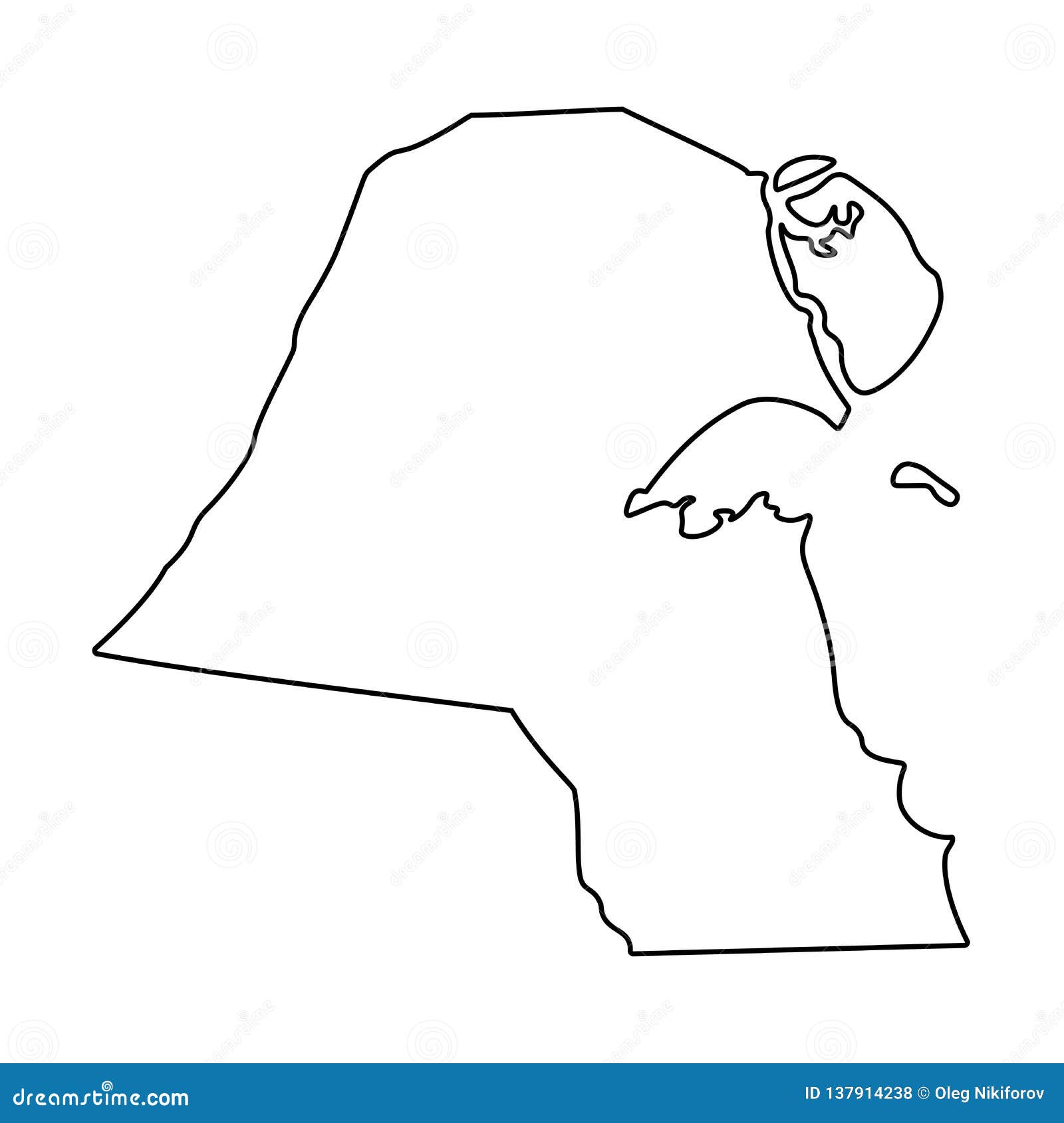Map of Kuwait - outline stock illustration. Illustration of country ...