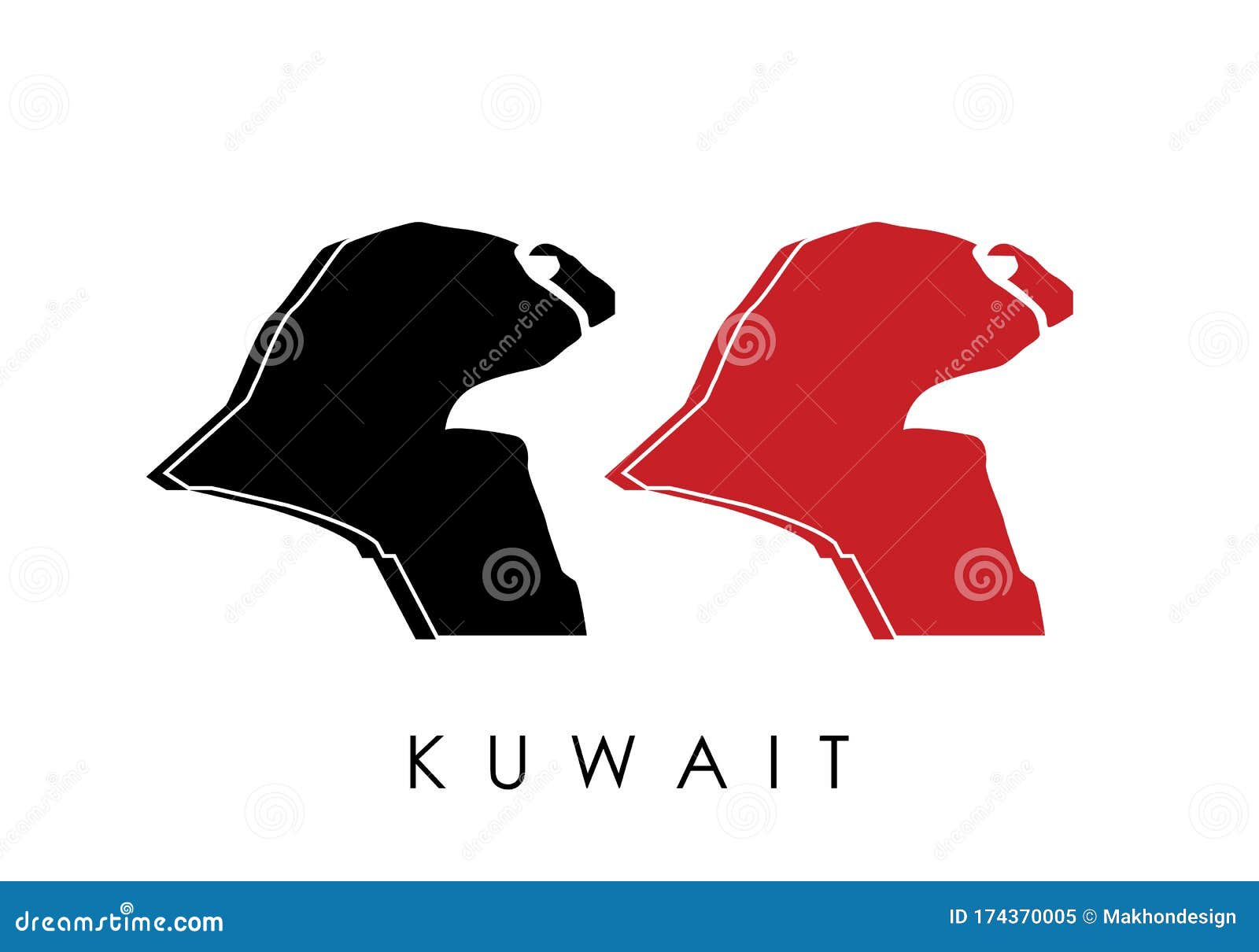 Kuwait Vector Map Isolated On White Background. High-Detailed Black ...