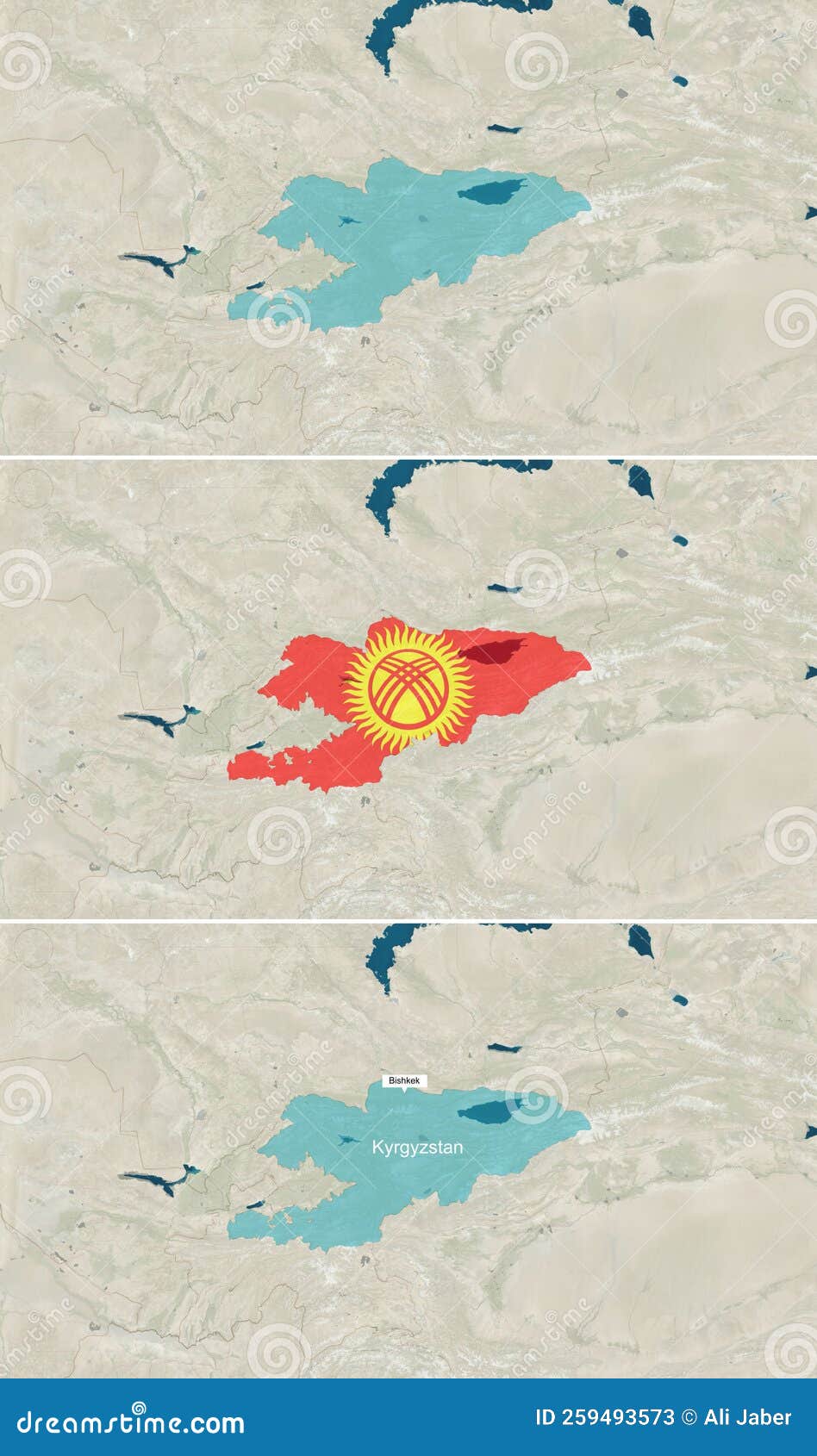 The Map of Kyrgyzstan with Text, Textless, and with Flag Stock ...