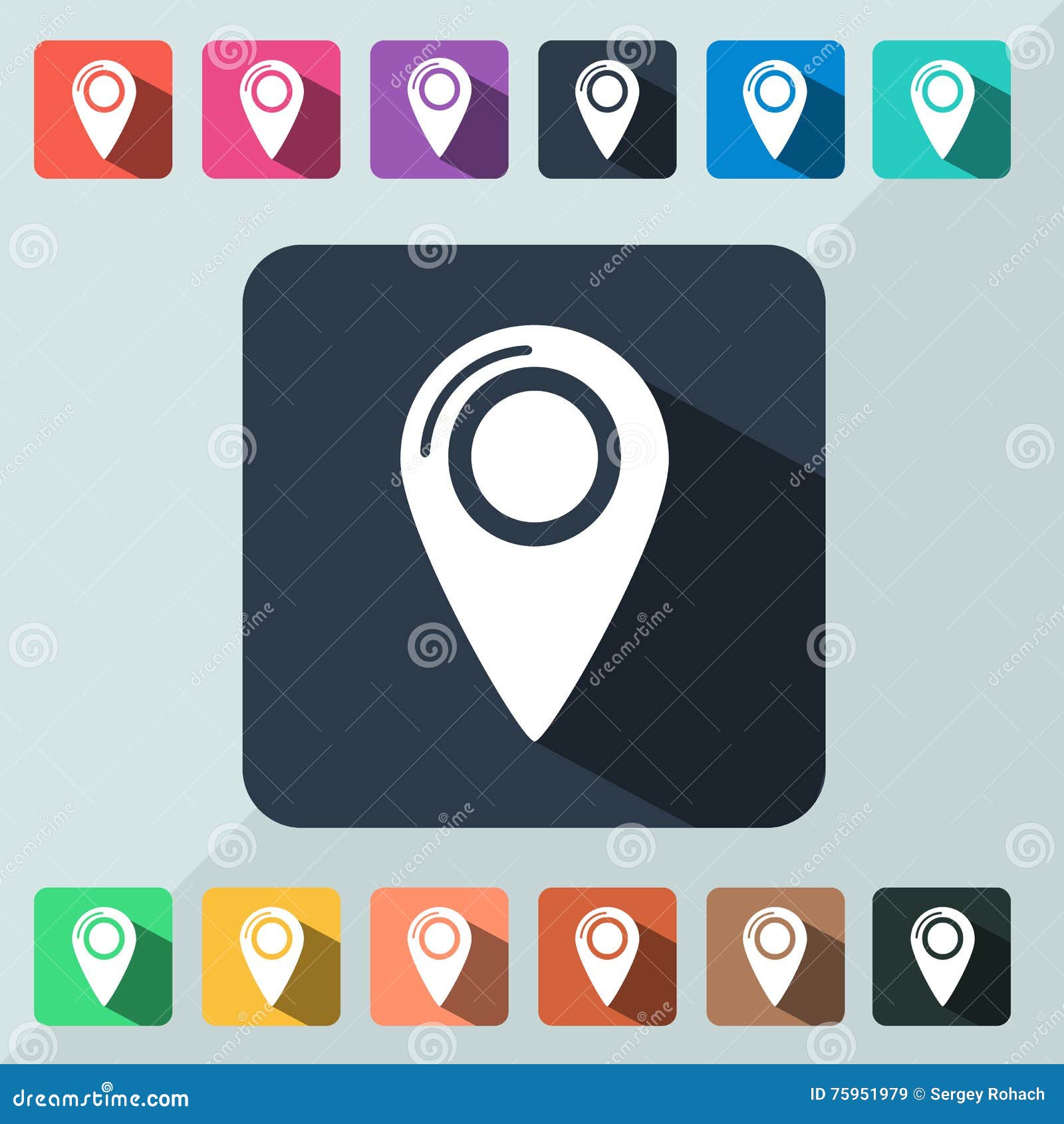 Map with Label Icon Flat stock illustration. Illustration of shadow ...