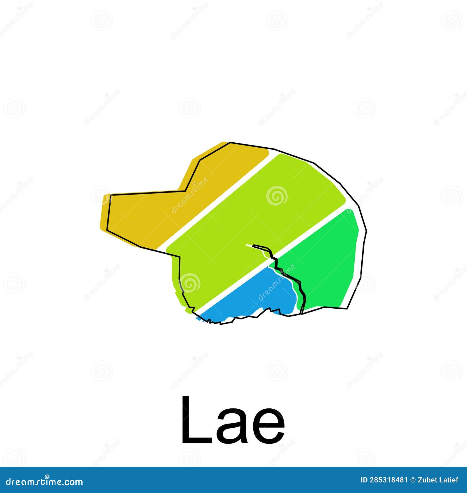 Map of Lae Vector Design Template, National Borders and Important ...