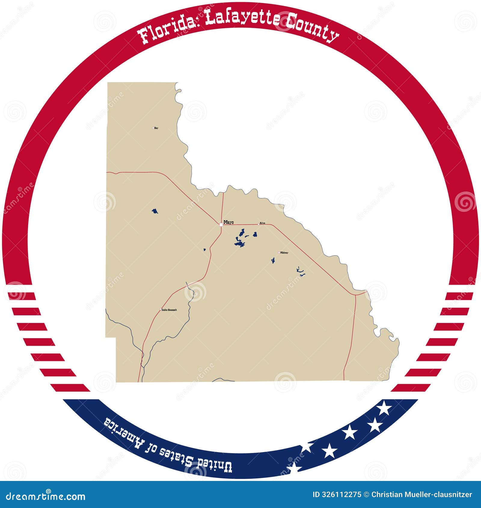 Map of Lafayette County in Florida, USA. Stock Illustration ...