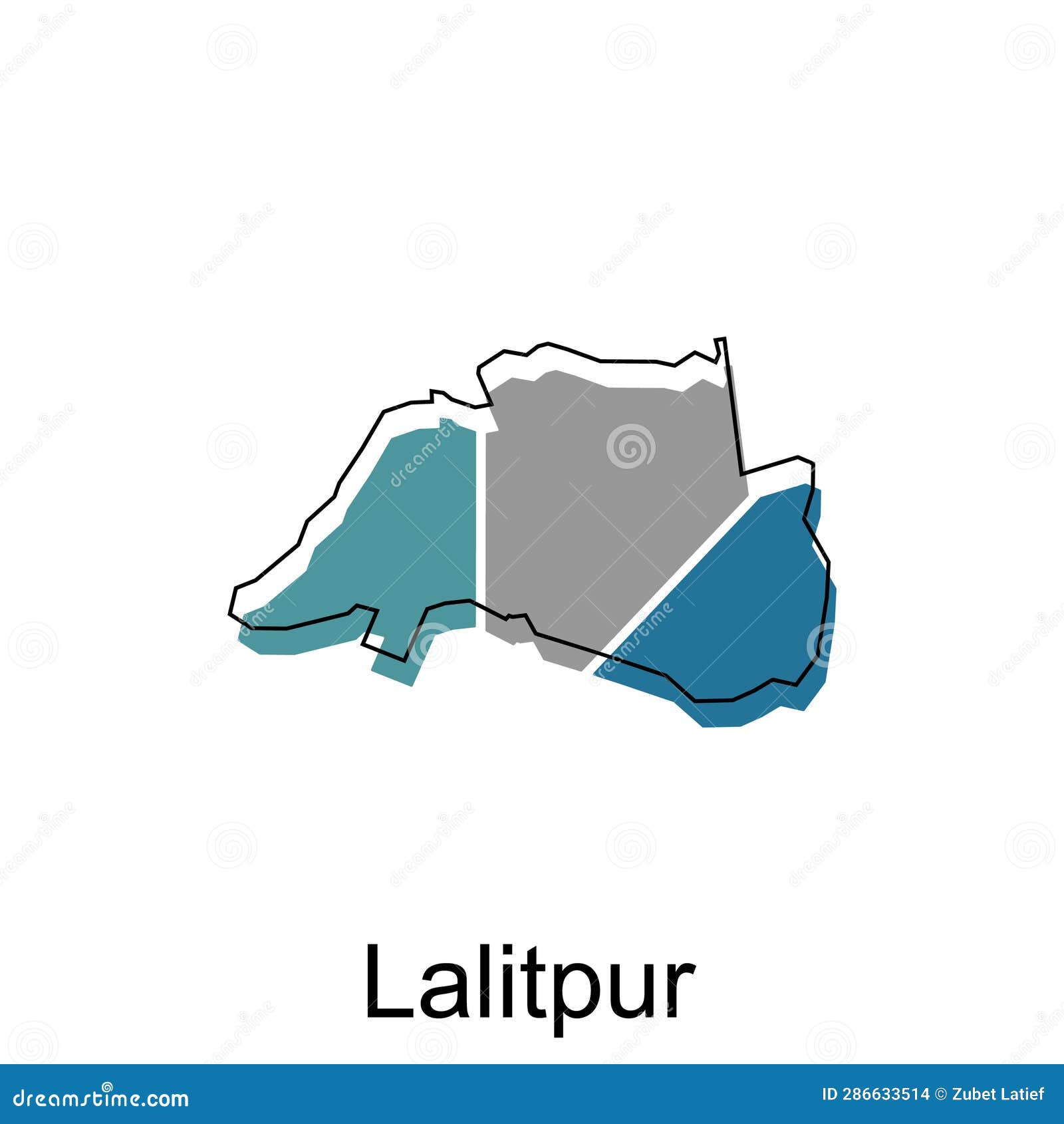 Map of Lalitpur City Modern Simple Geometric, Illustration Vector ...