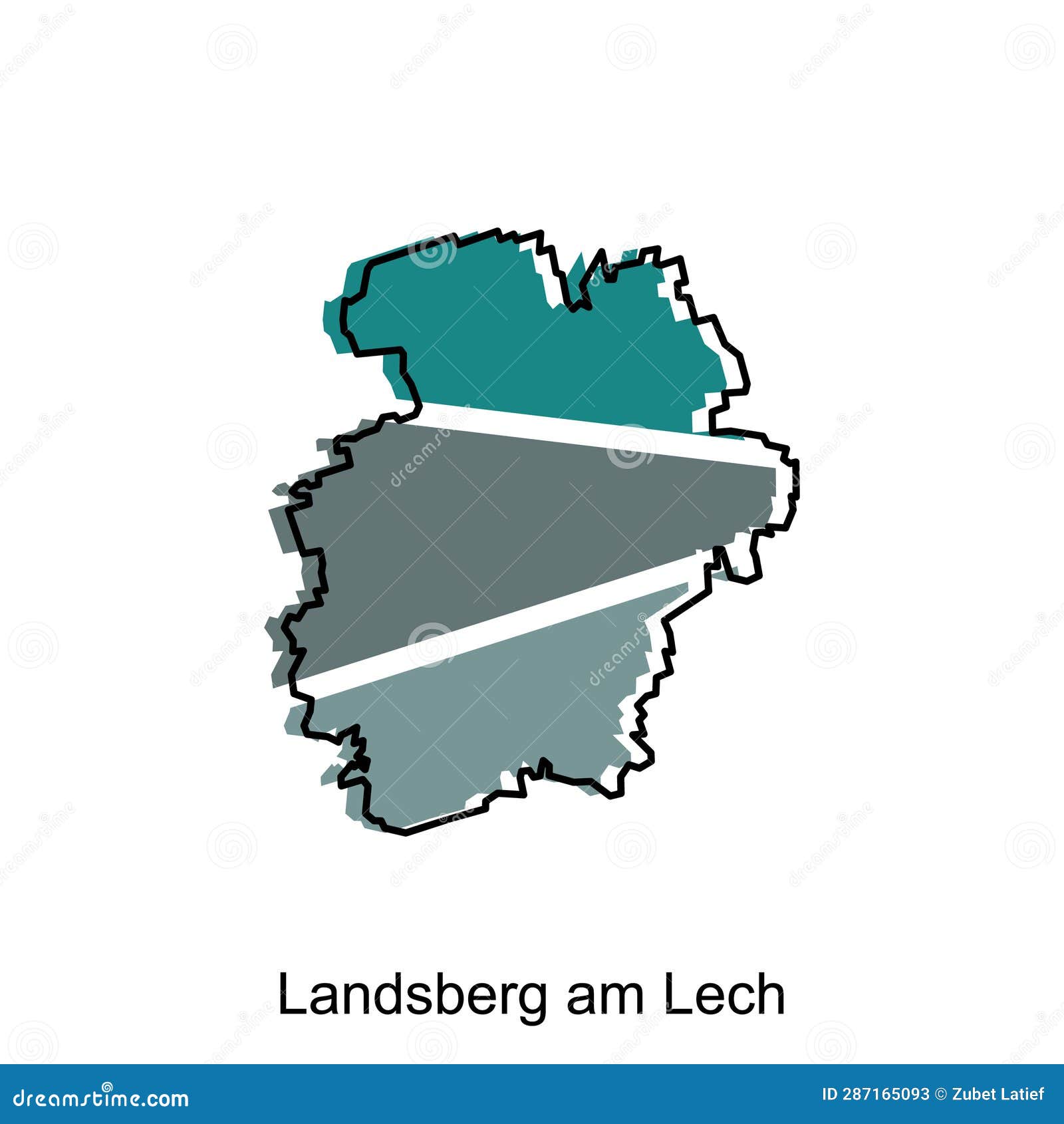 Map of Landsberg am Lech Vector Design Template, National Borders and ...