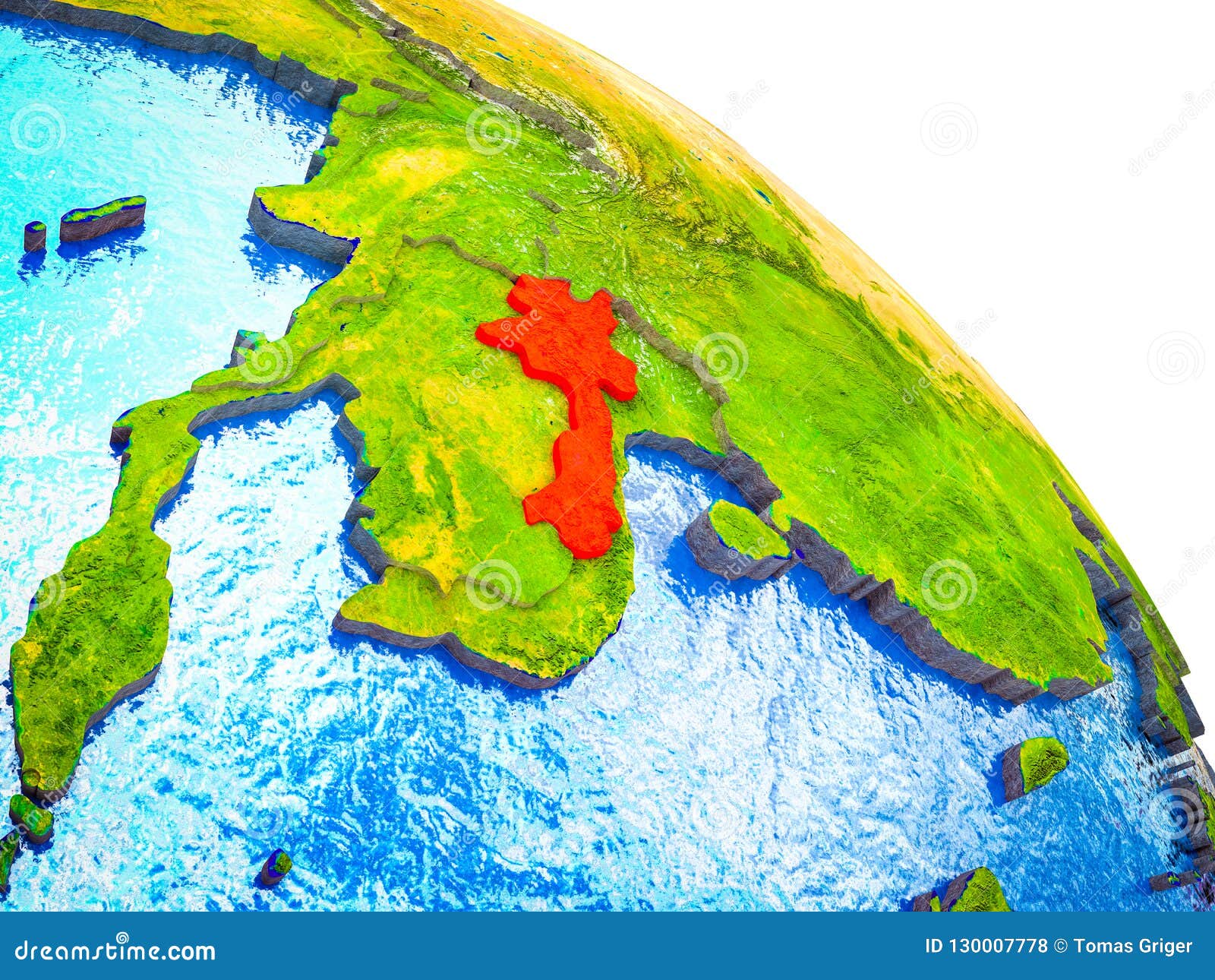 Map of Laos on 3D Earth stock illustration. Illustration of render ...