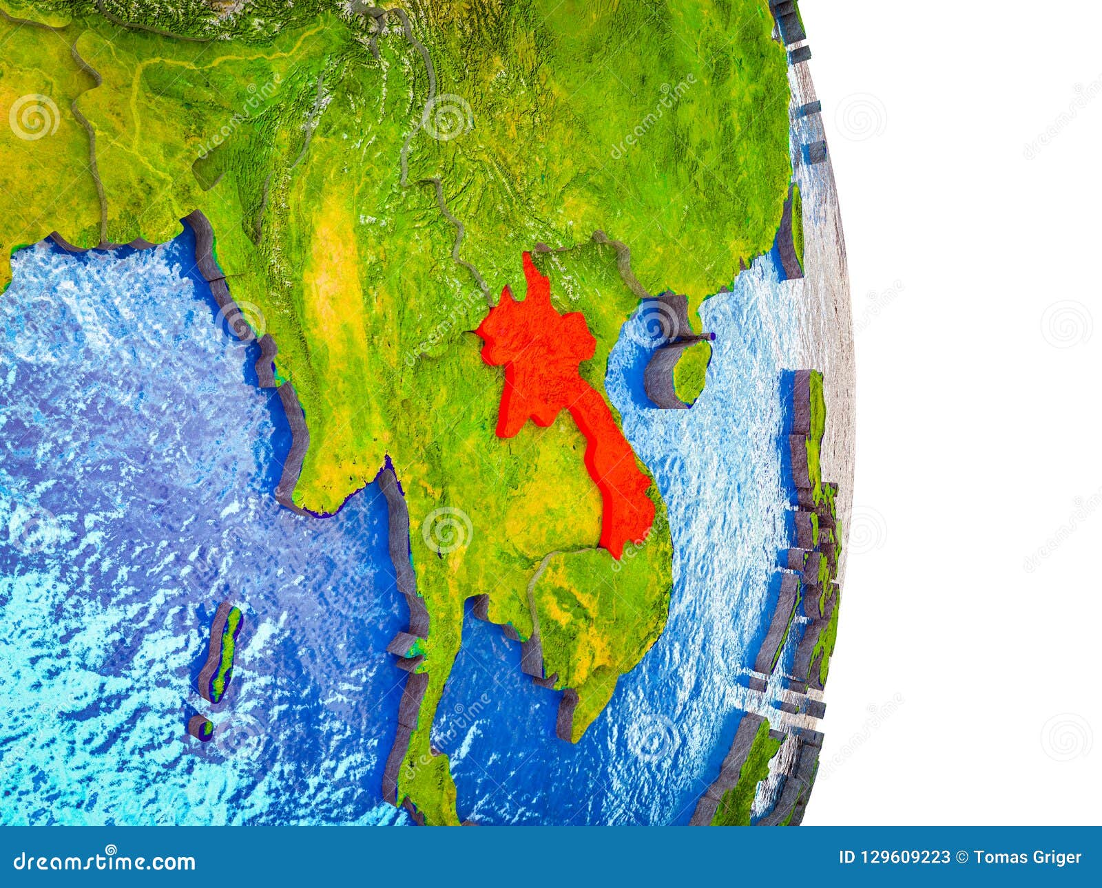 Map of Laos on 3D Earth stock illustration. Illustration of globe ...