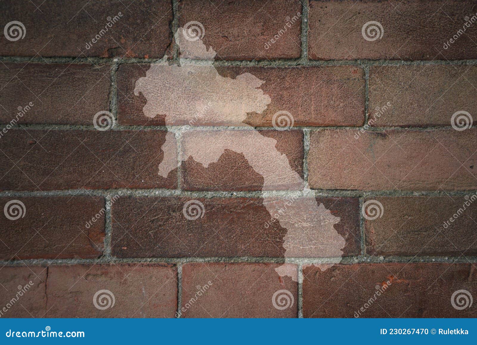 Map of Laos on a Old Brick Wall Stock Photo - Image of country ...