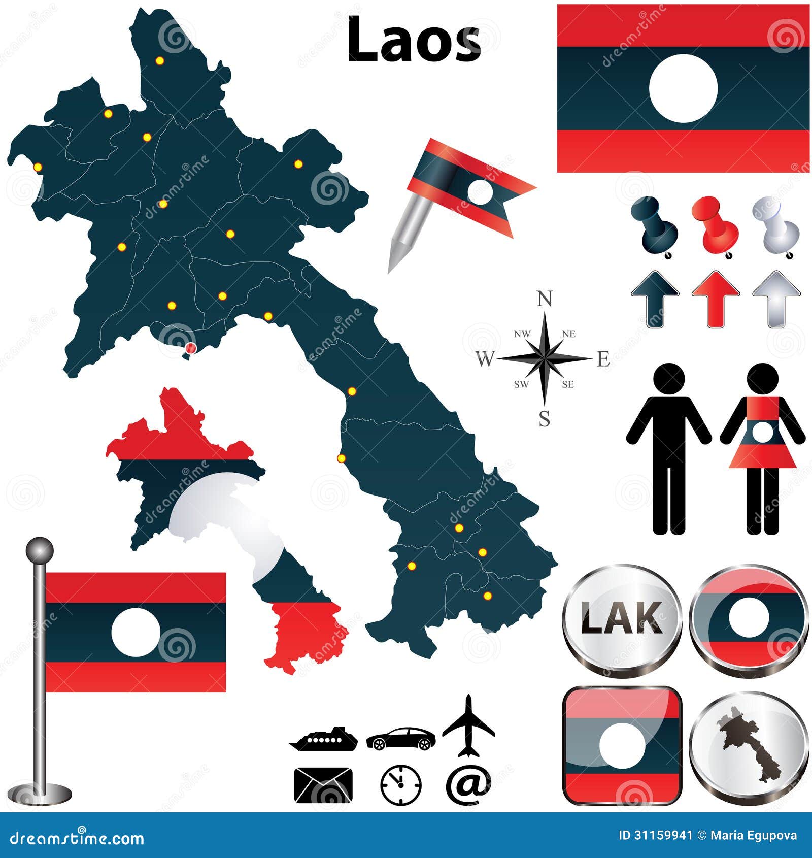 Map of Laos stock vector. Illustration of divisions, vientiane - 31159941