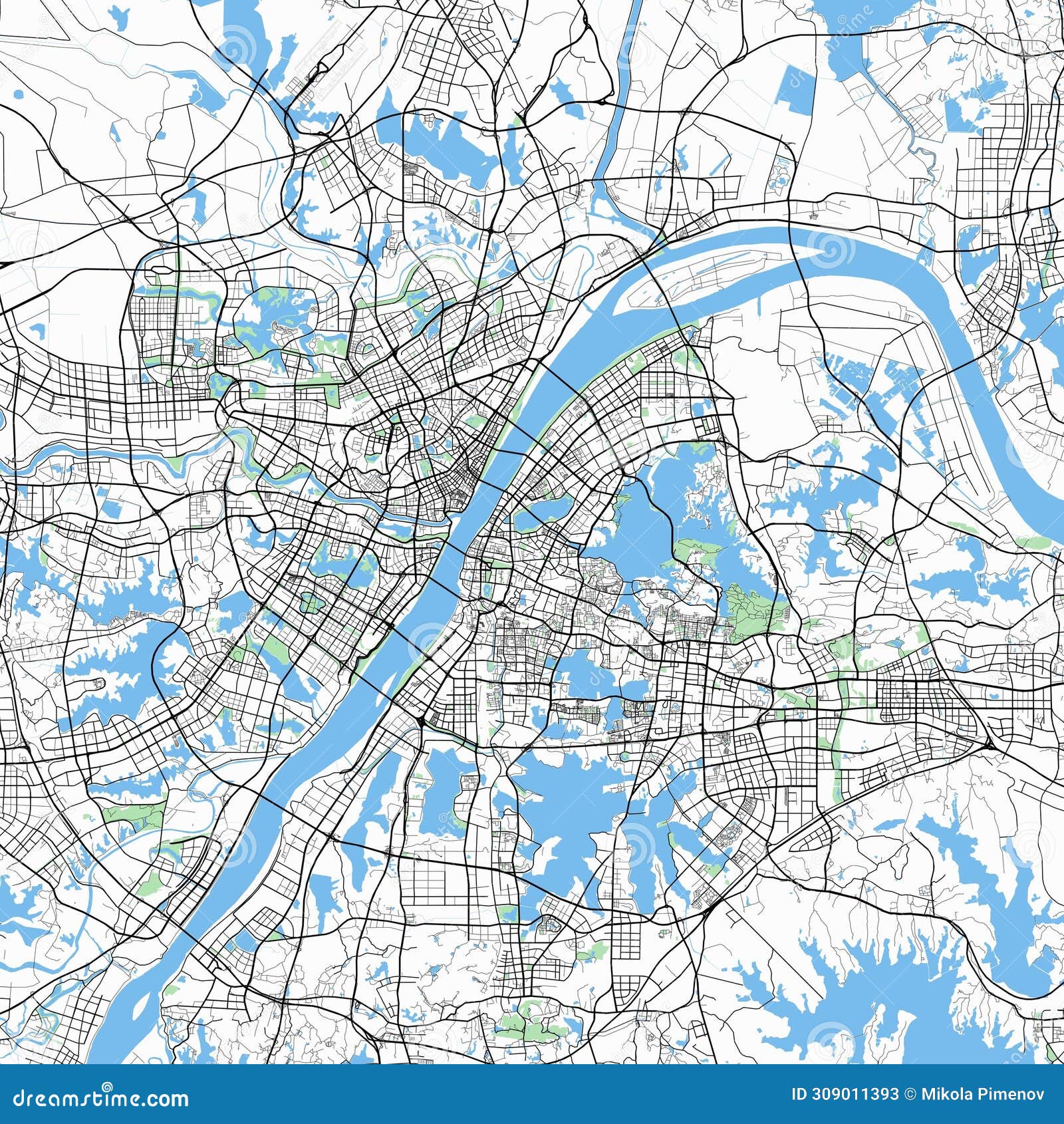 Map of Wuhan city. stock illustration. Illustration of sketch - 309011393