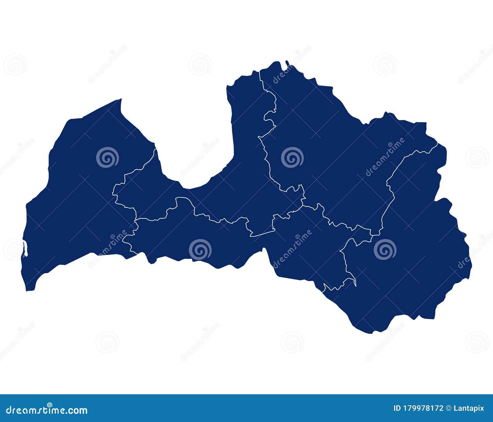 Map of Latvia with Regions and Borders Stock Vector - Illustration of ...