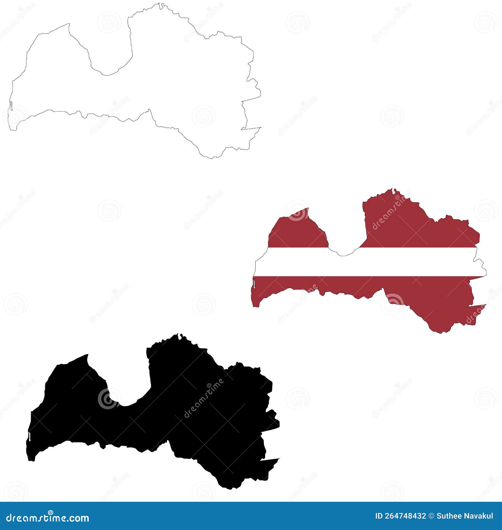 Map Latvia on White Background. Latvia Map Outline Stock Vector ...