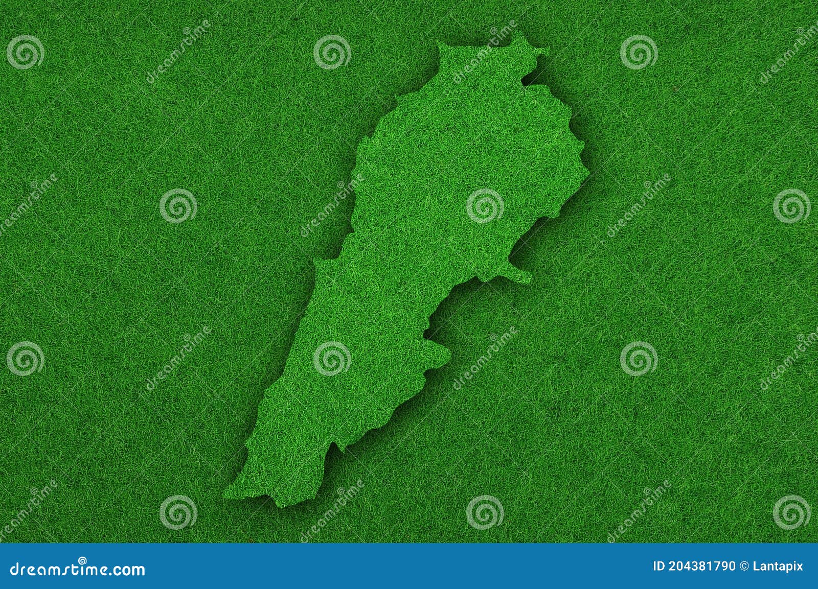Map of Lebanon on Green Felt Stock Illustration - Illustration of state ...