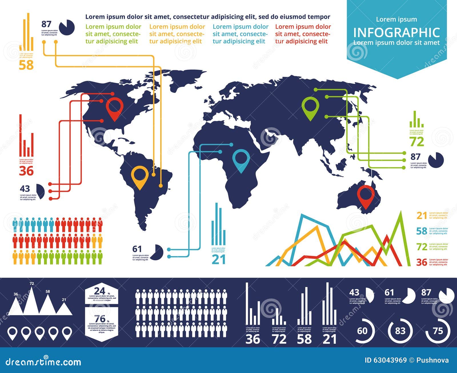 Map and legend stock vector. Illustration of page, banner - 63043969