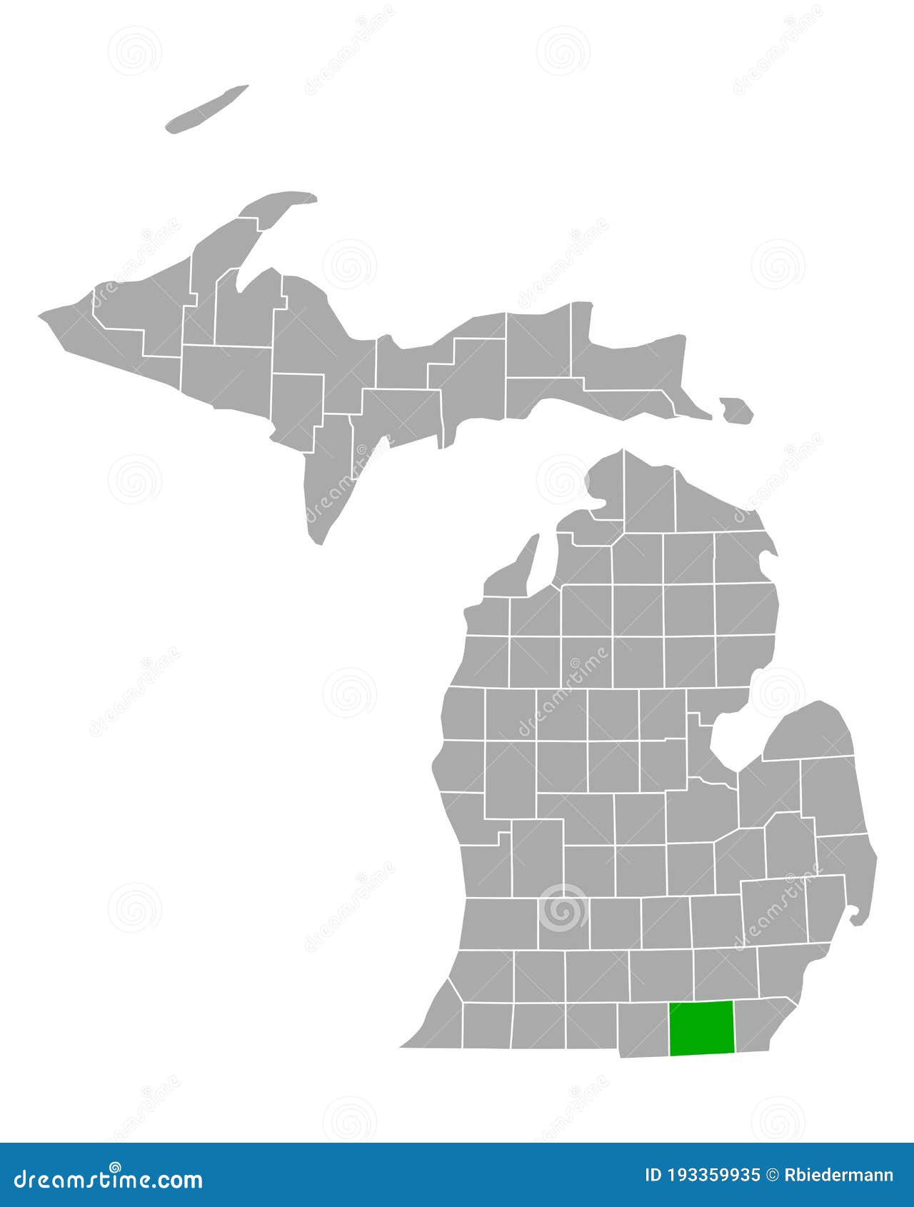 Map of Lenawee in Michigan stock vector. Illustration of location ...