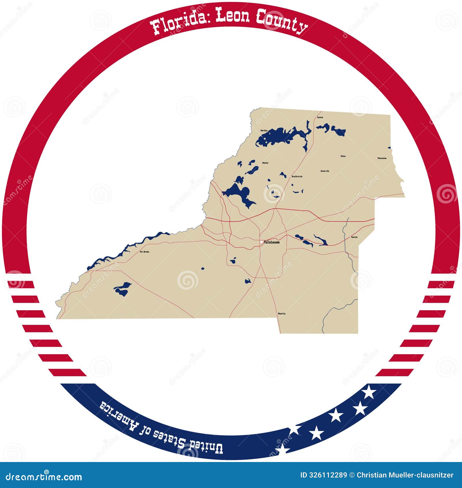 Map of Leon County in Florida, USA. Stock Illustration - Illustration ...